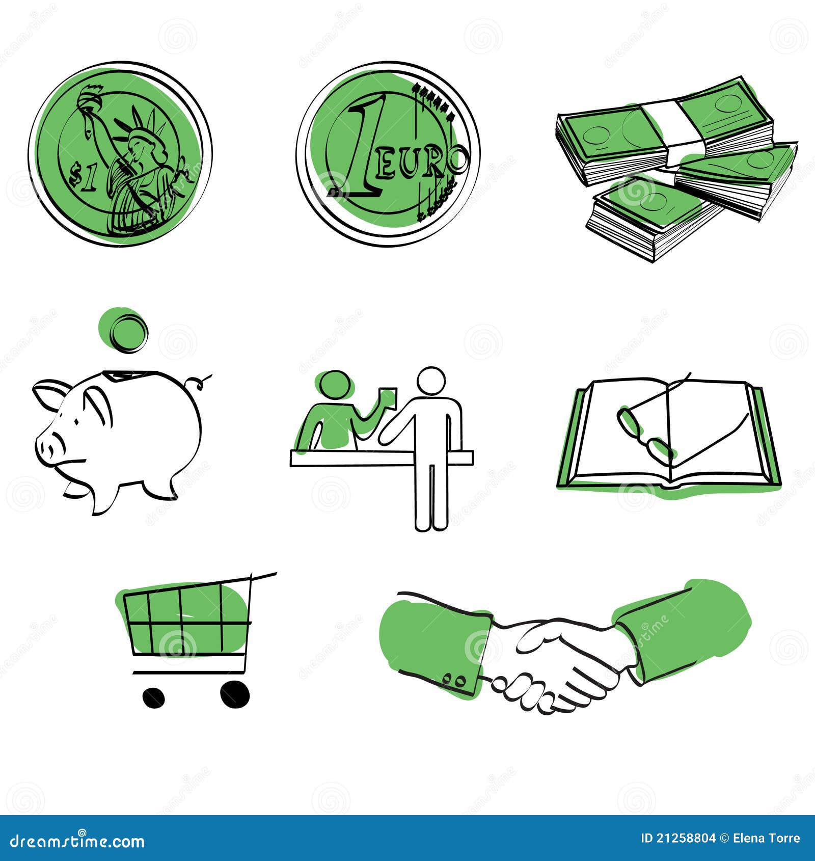 Geplaatste Het Pictogram Van Het Geld + Vector Vector Illustratie ...