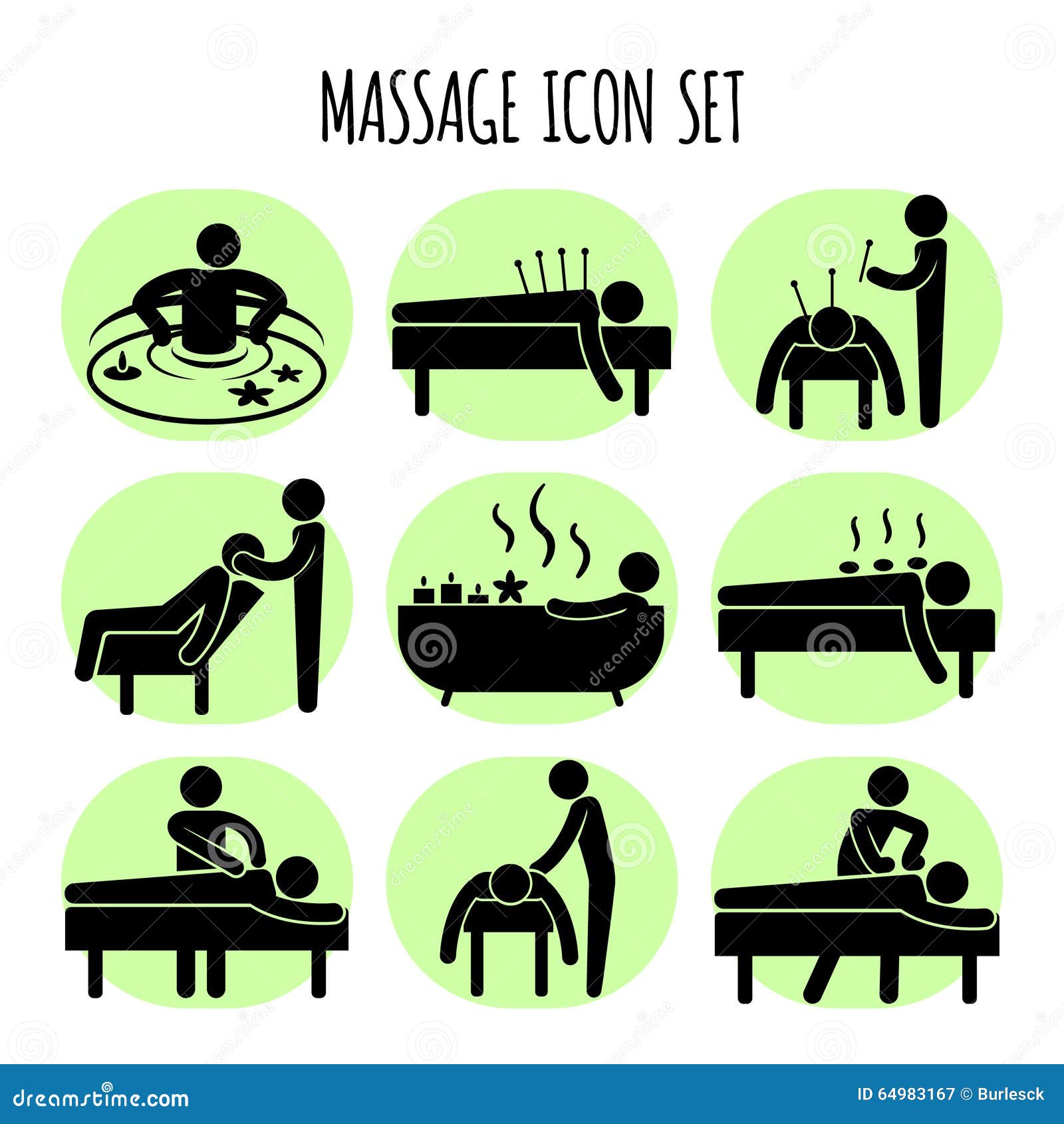 Geplaatste Massage Vector Zwarte Pictogrammen Vector Illustratie ...