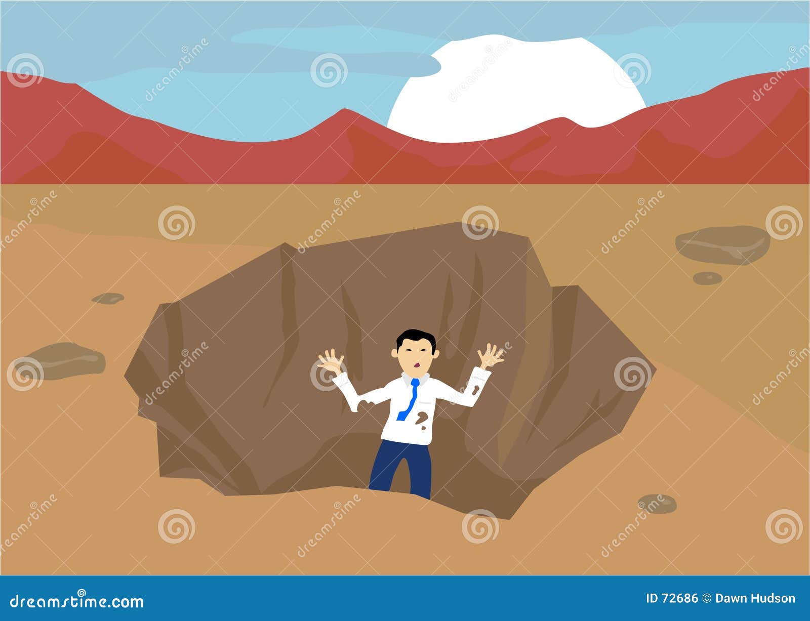 Geplakt in een Kuil vector illustratie. Illustration of inspanning - 72686