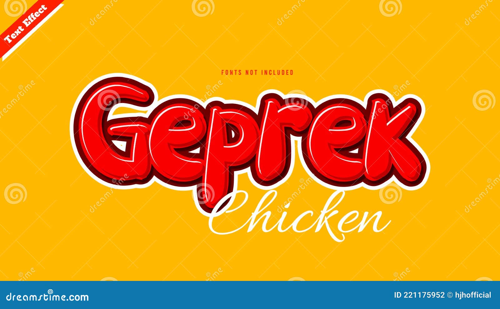 Geprek Chicken Text Effect Design Vector. Editable 3d Text Stock Vector ...