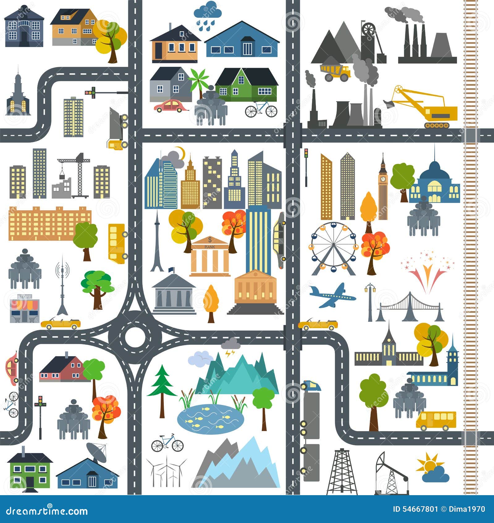 Gerador Do Mapa Da Cidade Exemplo Do Mapa Da Cidade Elementos Para ...