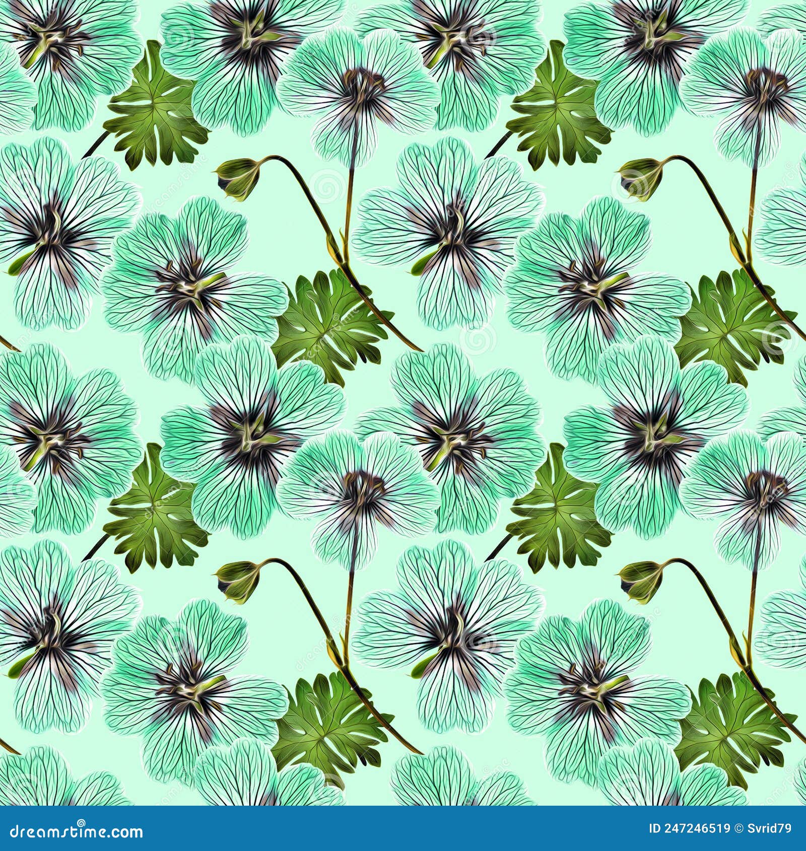 Geranium. Illustration, Texture of Flowers. Seamless Pattern for ...