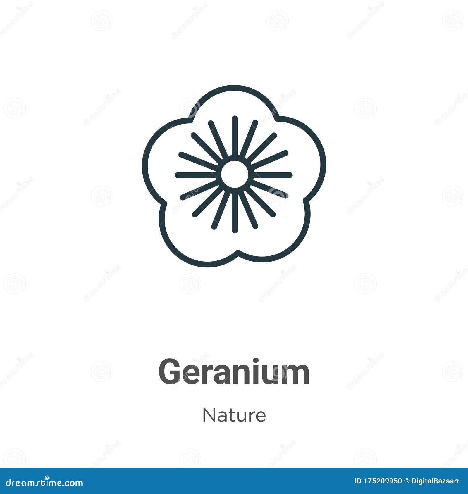 Geranium Outline Vector Icon. Thin Line Black Geranium Icon, Flat ...