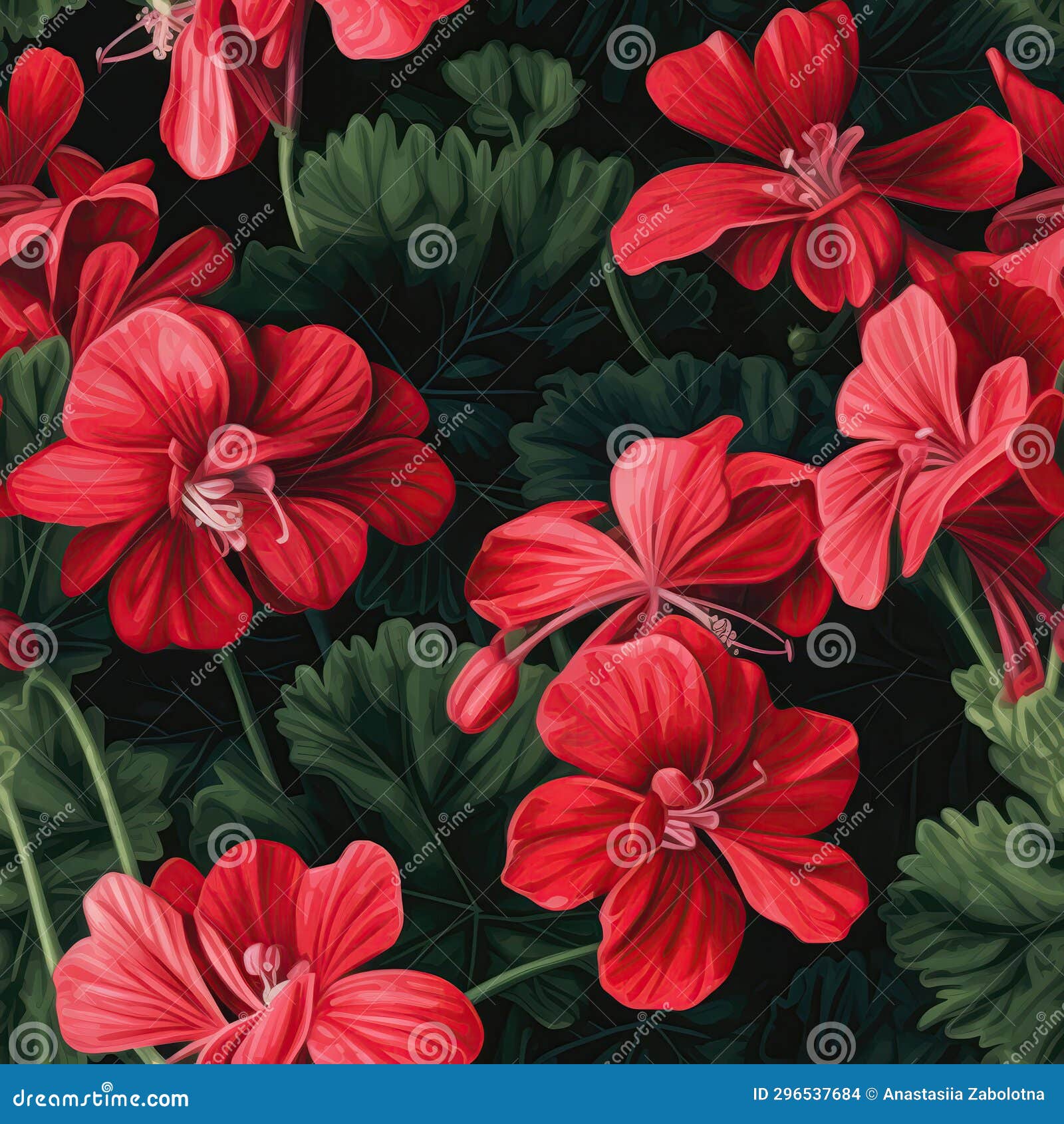 Geraniums Closeup, Background. Seamless Background. Generative AI Stock ...