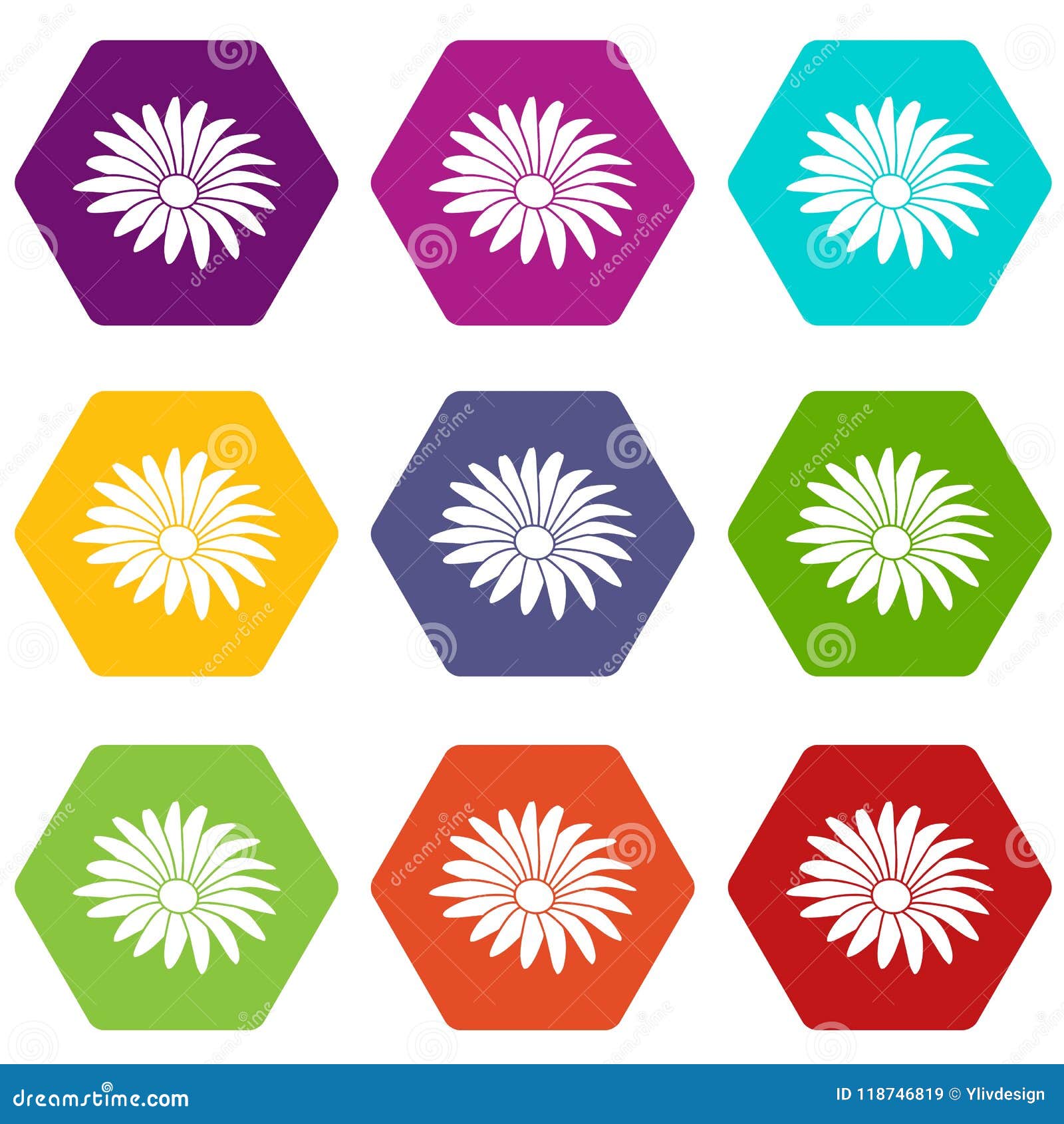 Gerber Flower Icons Set 9 Vector Stock Vector - Illustration of flower ...