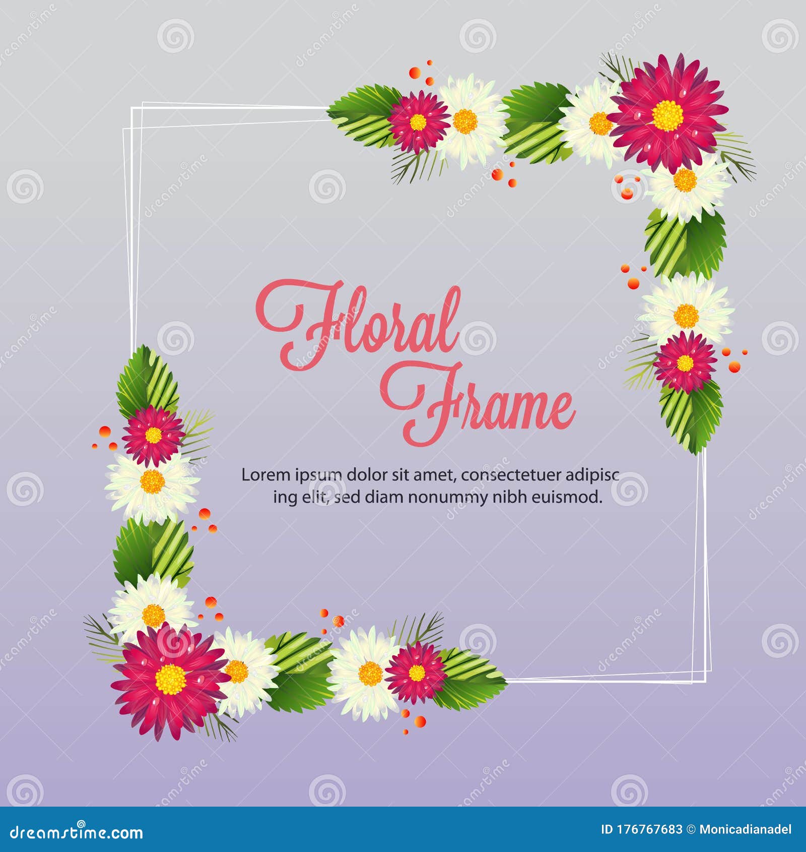 Gerbera floral frame stock vector. Illustration of nature - 176767683