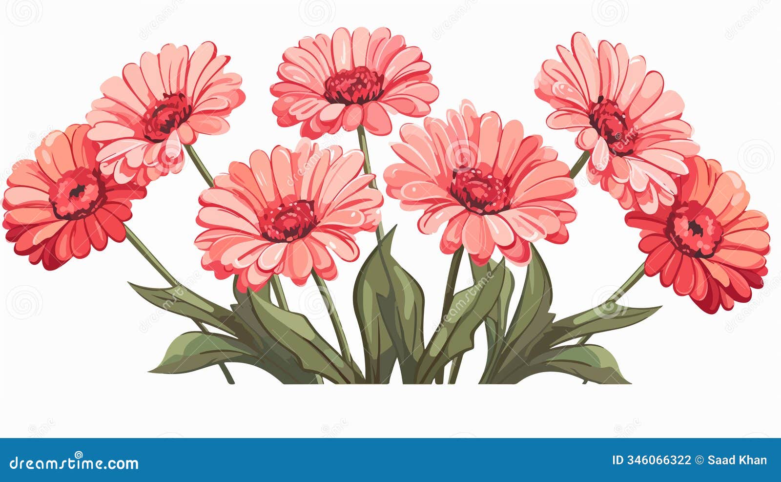 Gerbera Flower Vector Drawing Cartoon Style Stock Illustration ...