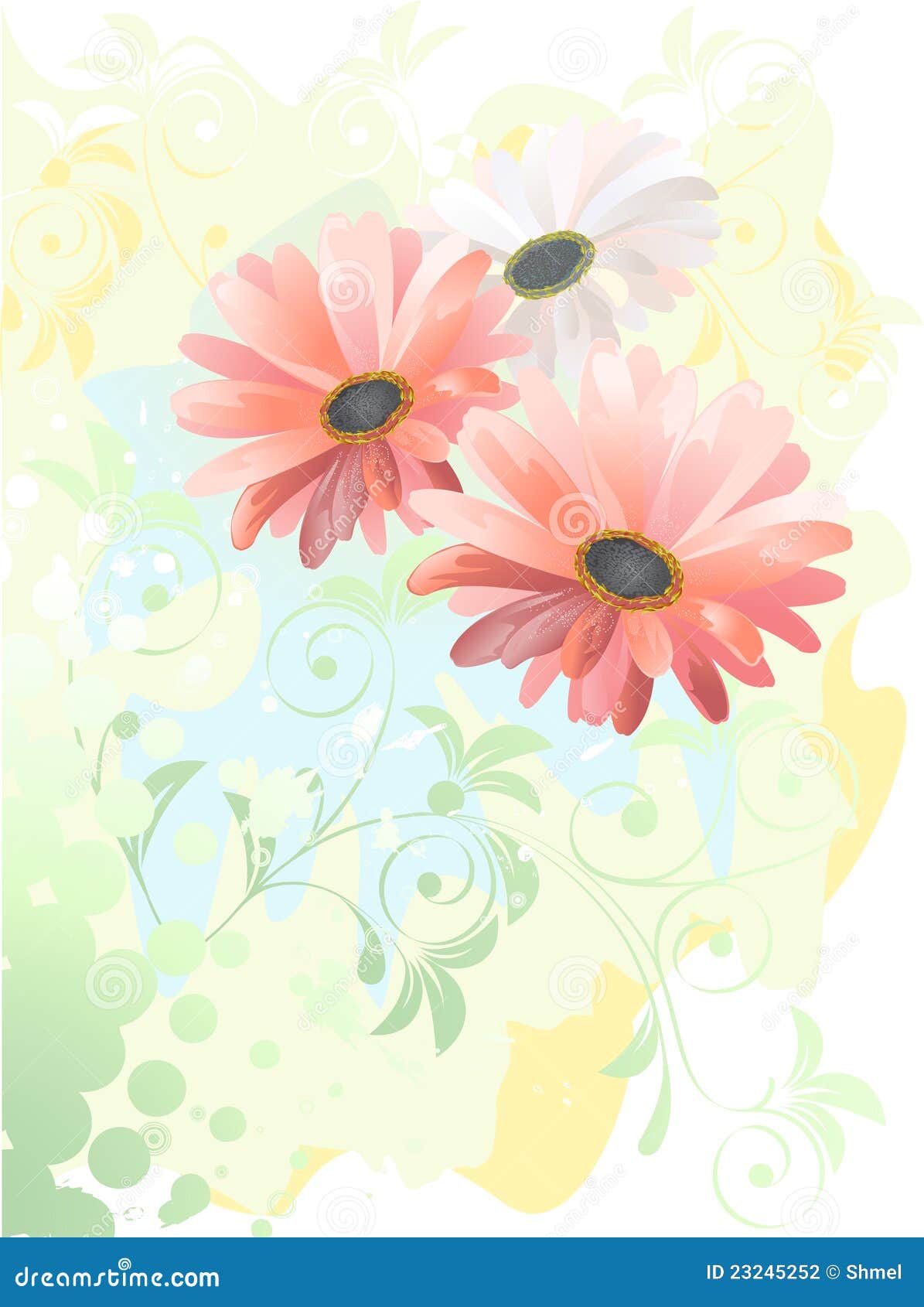 Gerbera watercolor drawing stock vector. Illustration of light - 23245252