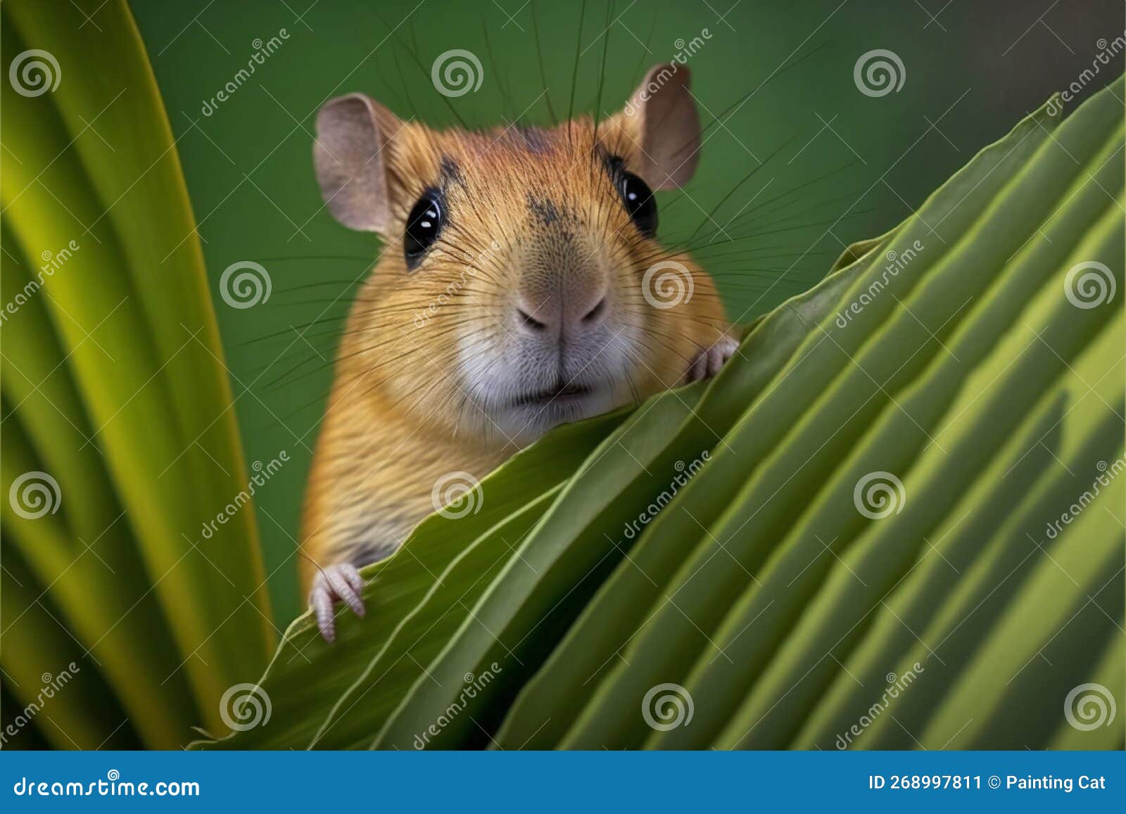 A Gerbil on a Leaf, Creative Digital Illustration Painting, 3d ...