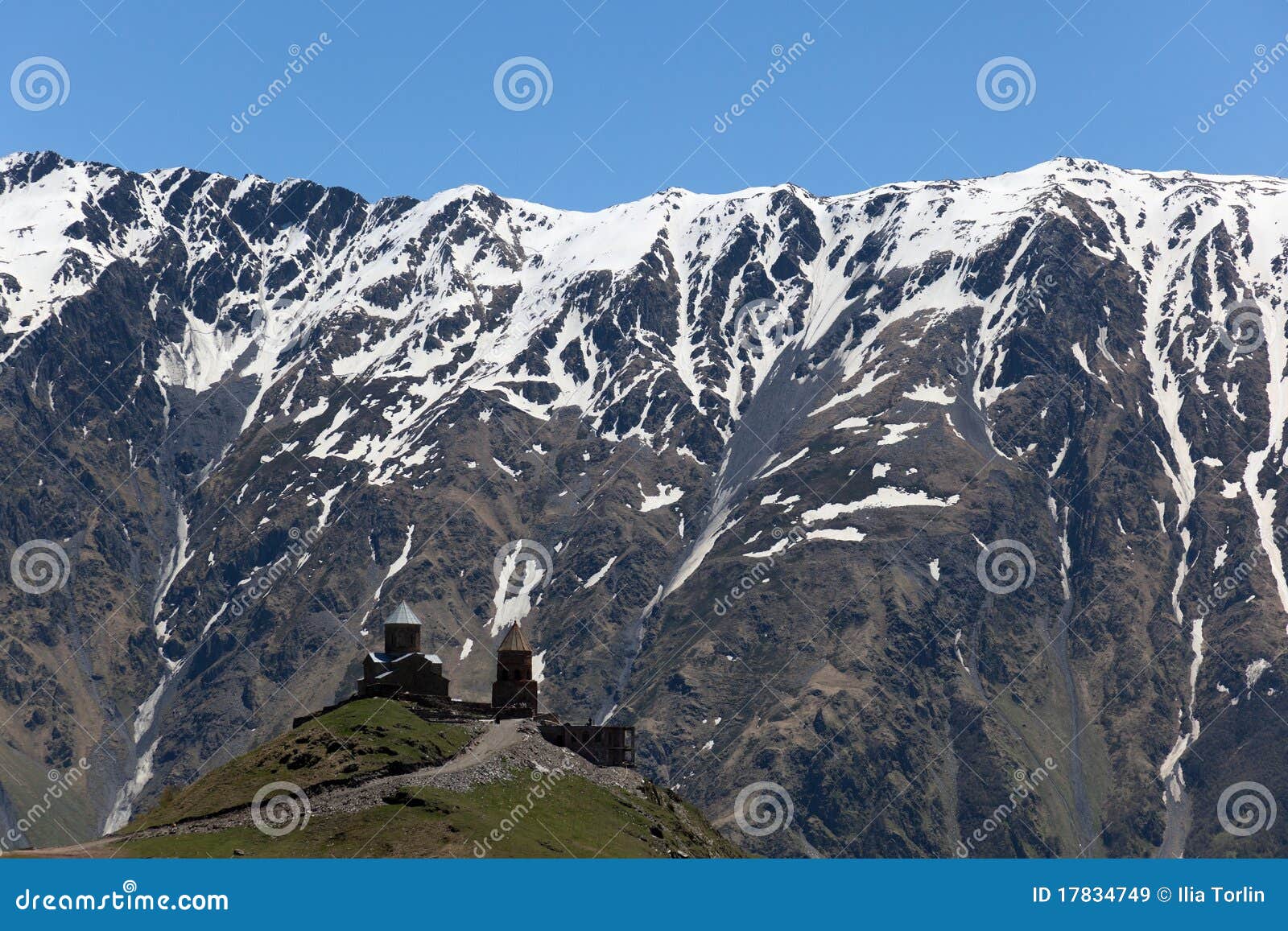 Gergeti Church. Mountains. Stepantsminda. Georgia. Stock Image - Image ...