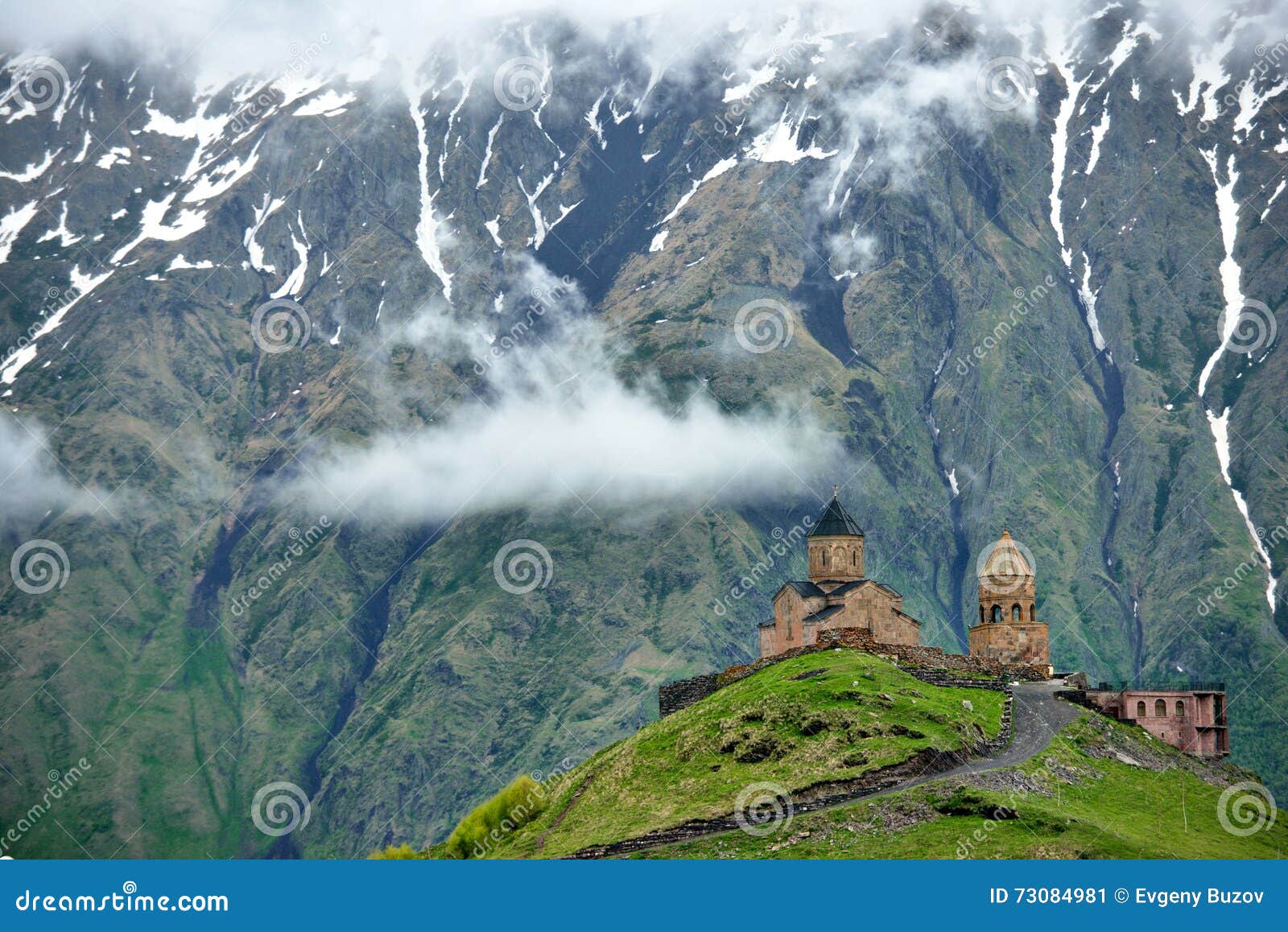 Gergeti Trinity Church stock image. Image of trinity - 73084981