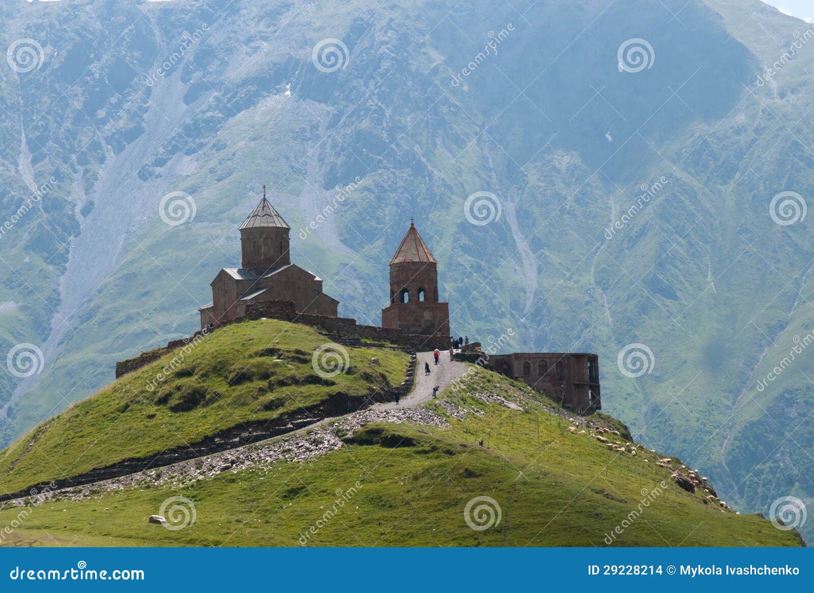 Gergeti Trinity Church - Kazbegi Stock Photo - Image of monastery ...