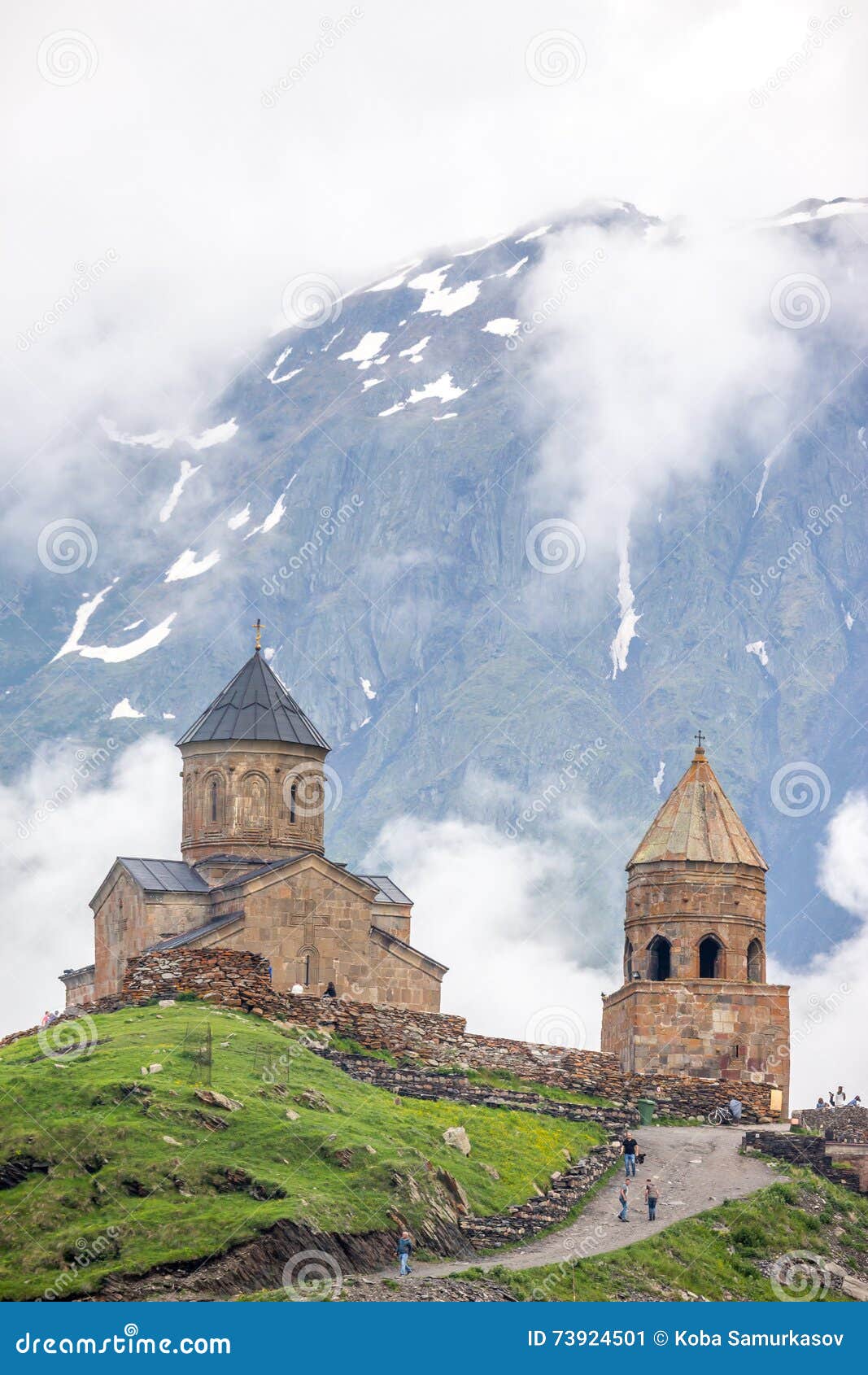 Gergeti Trinity Church in the Mountains of the Caucasus Stock Image ...