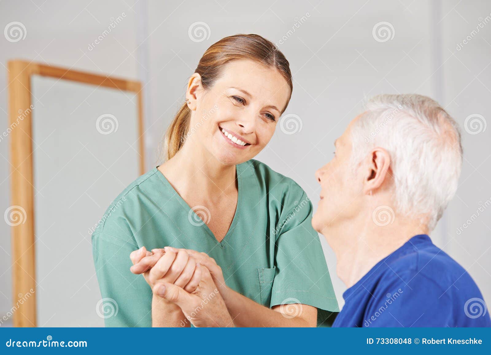 Geriatric Nurse with Old Senior Man Stock Photo - Image of ...