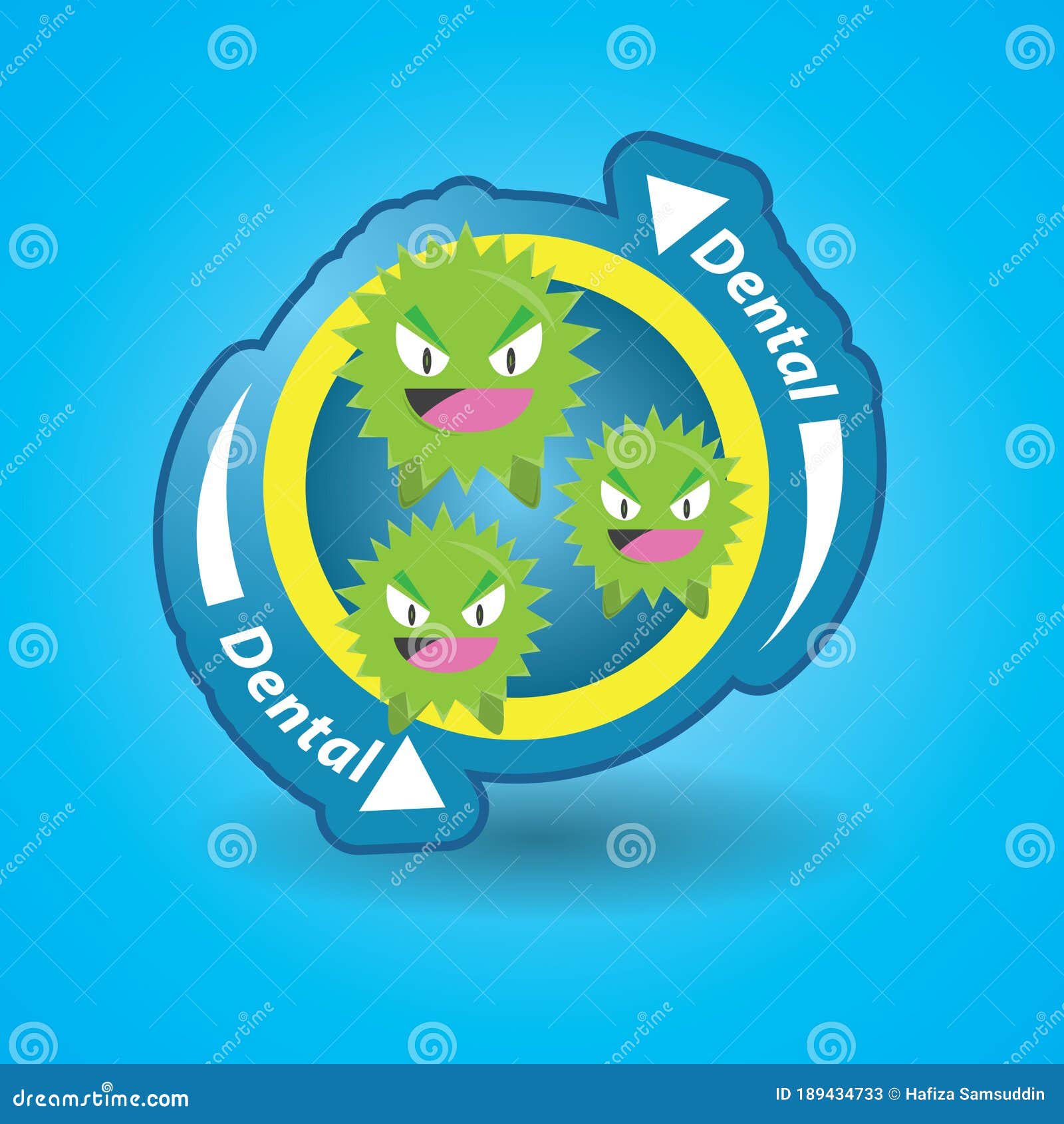 Germ Attack on Tooth Label. Vector Illustration Decorative Design Stock ...