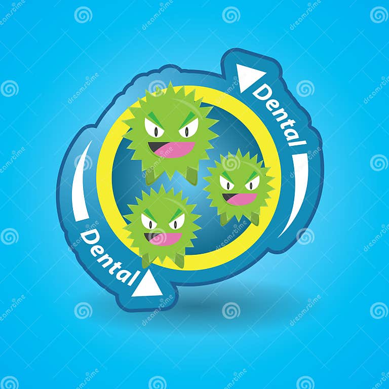 Germ Attack on Tooth Label. Vector Illustration Decorative Design Stock ...
