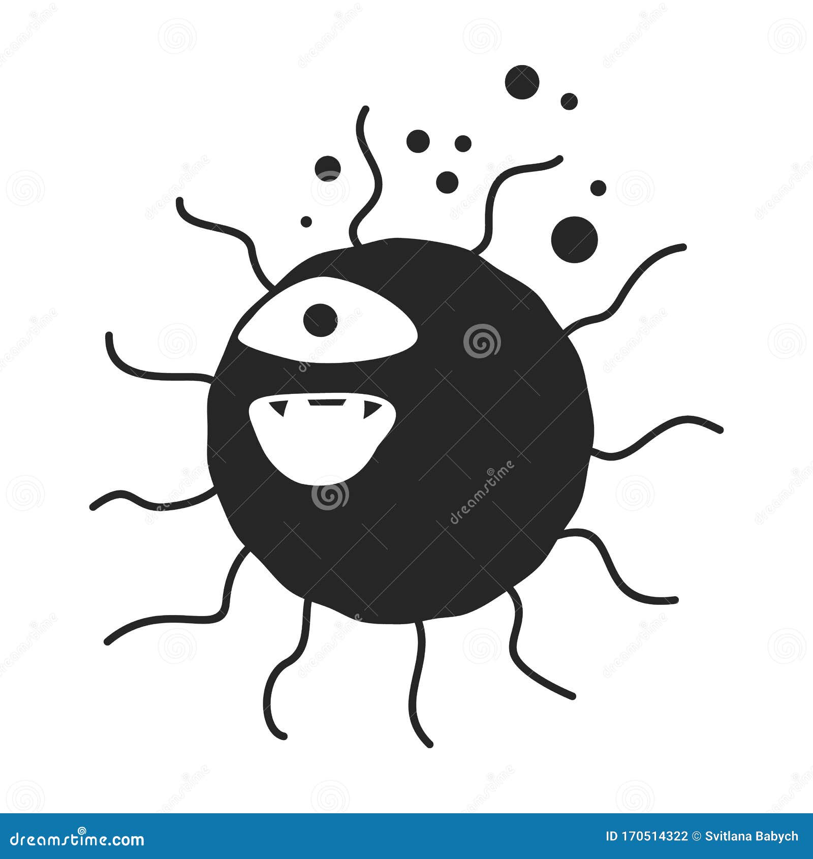 Germ of Bacteria Vector Icon.Black,simple Vector Icon Isolated on White ...