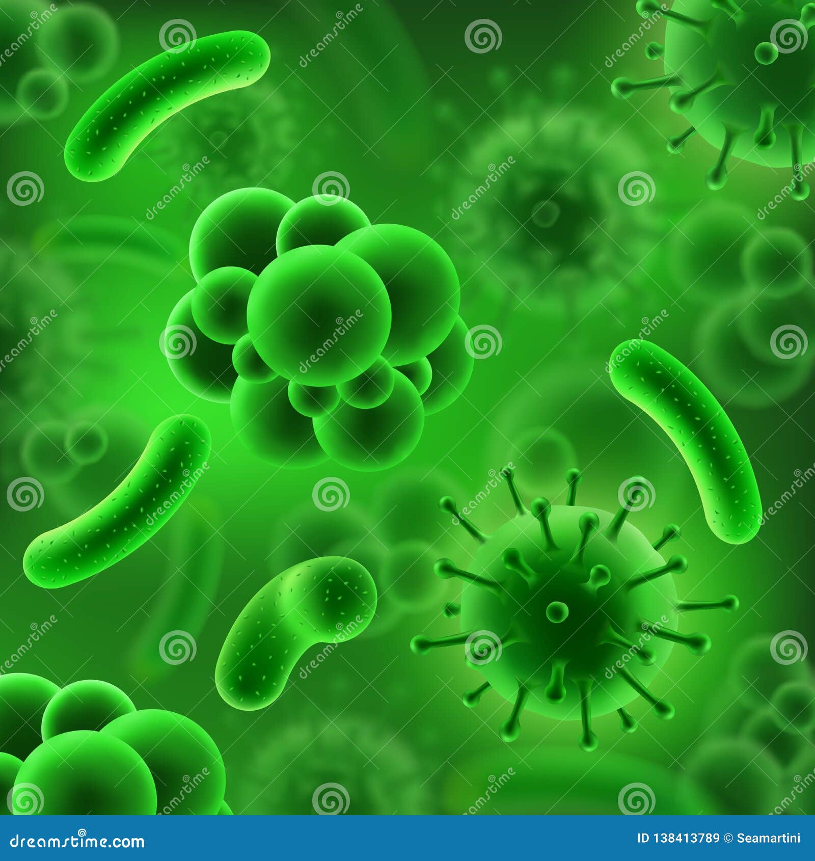 Germ and Bacteria or Virus Microorganisms Vector Stock Vector ...