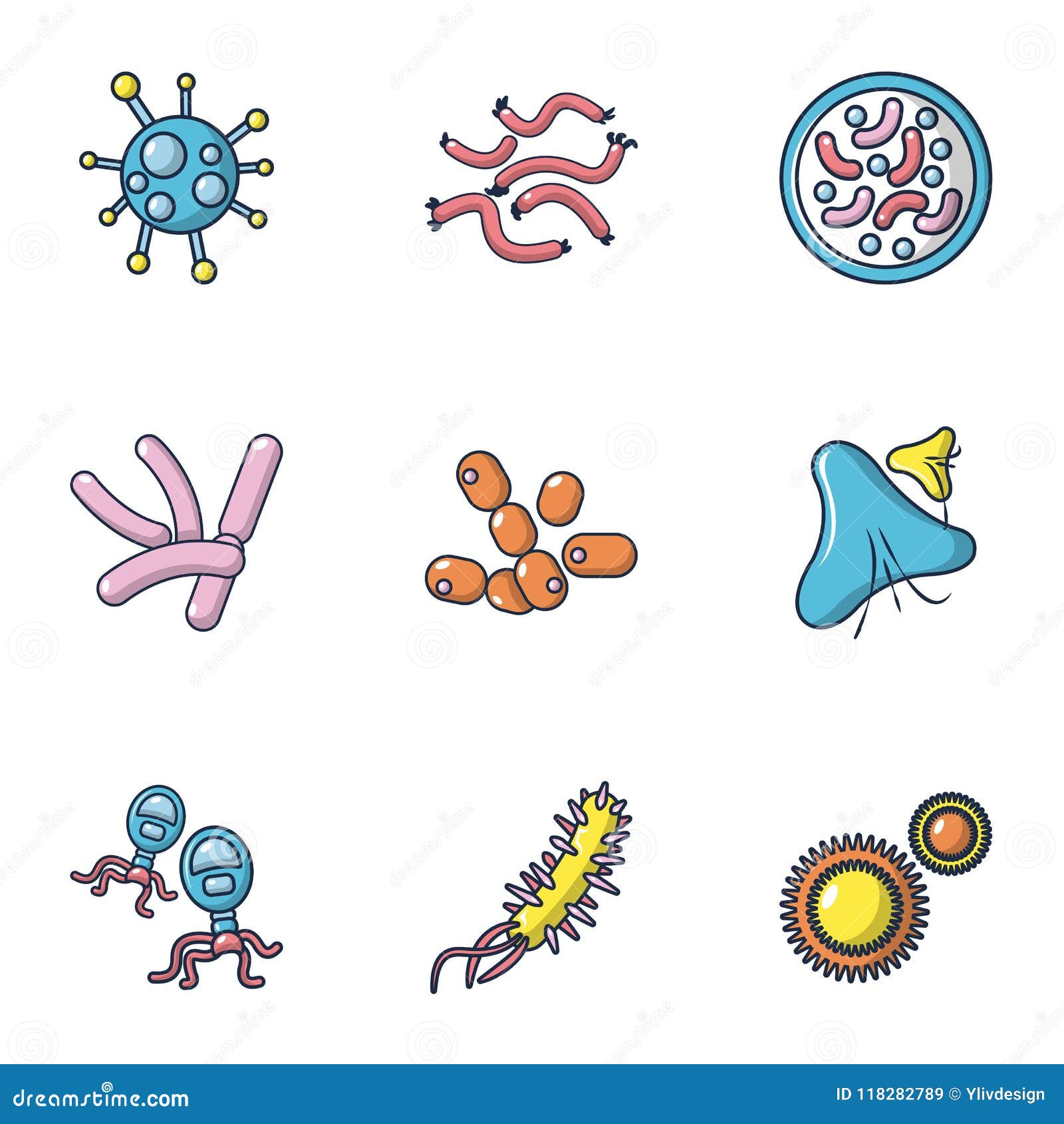 Germ Icons Set, Cartoon Style Stock Vector - Illustration of allergen ...