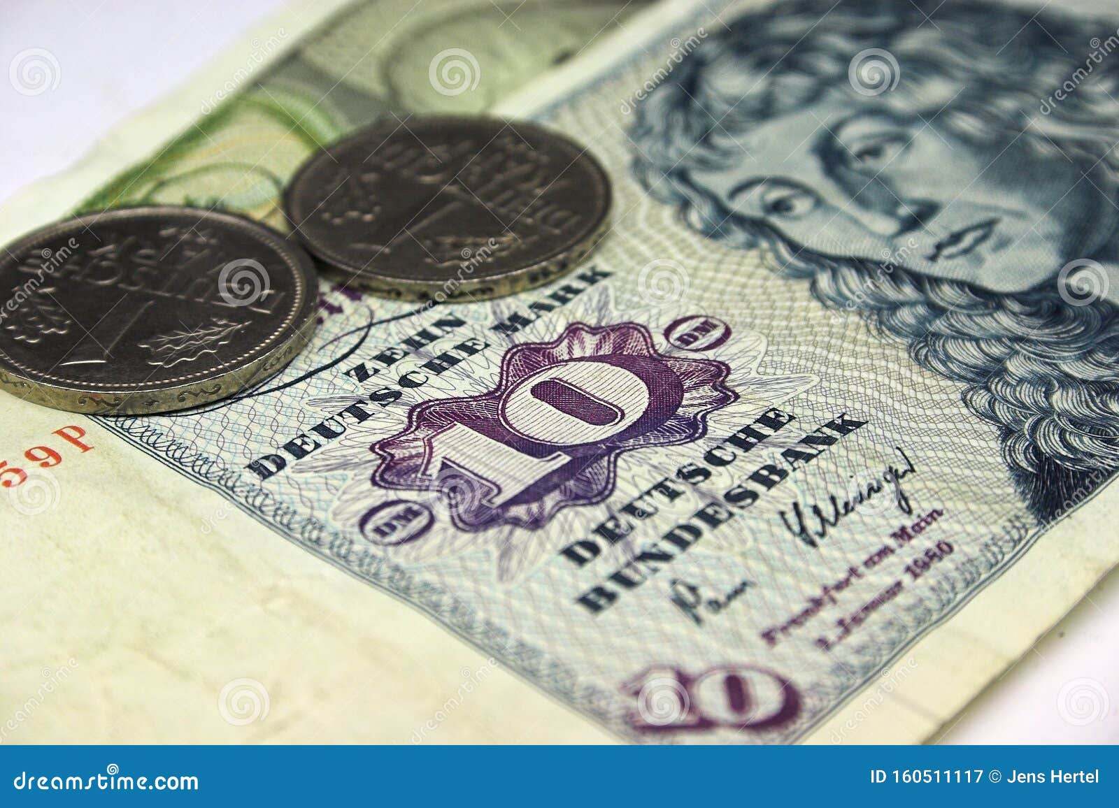 Germam Mark Banknotes and Coins Serie 1970-1990 Stock Image - Image of ...