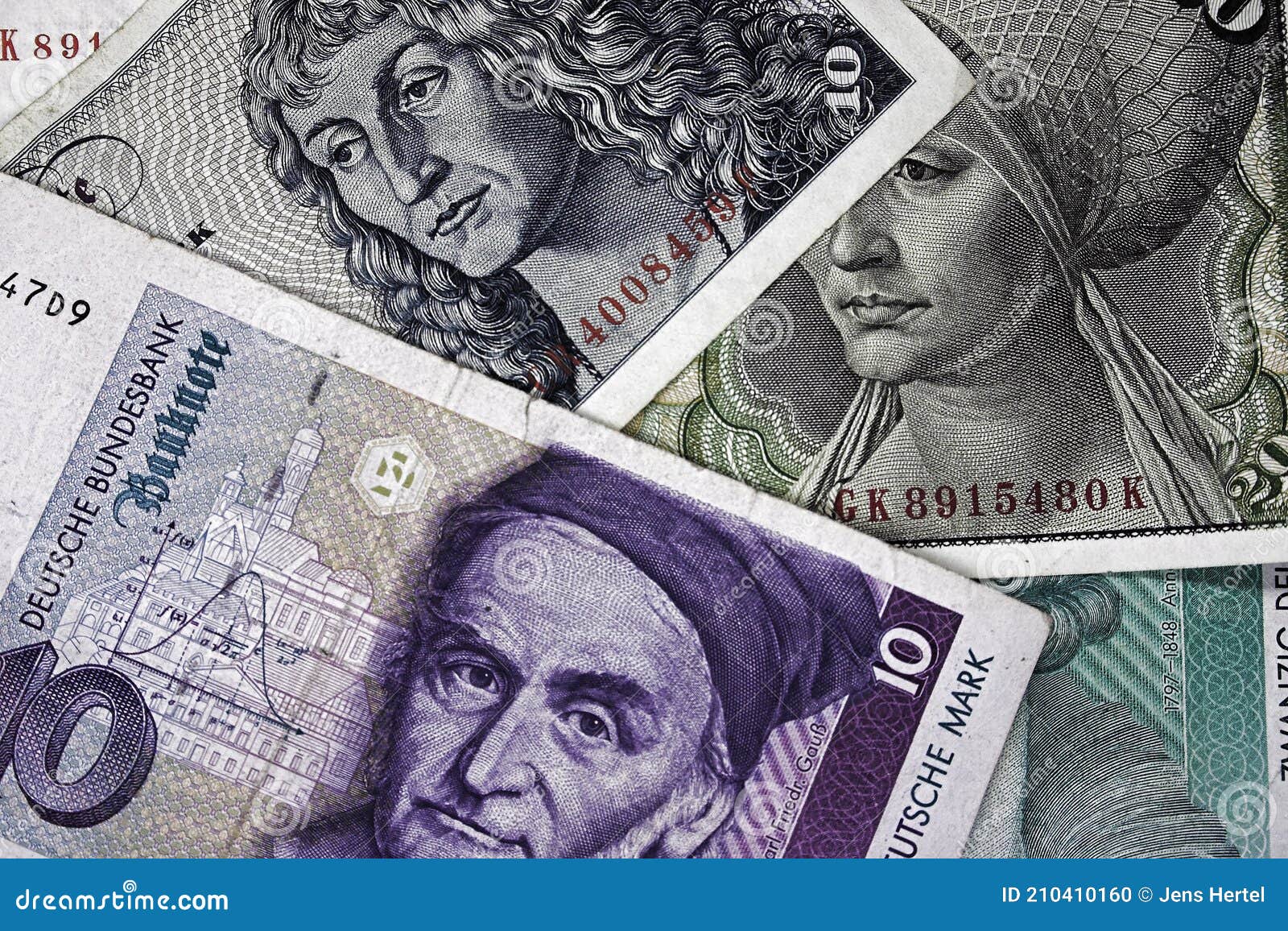 Germam Mark Banknotes Different Versions Stock Photo - Image of ...