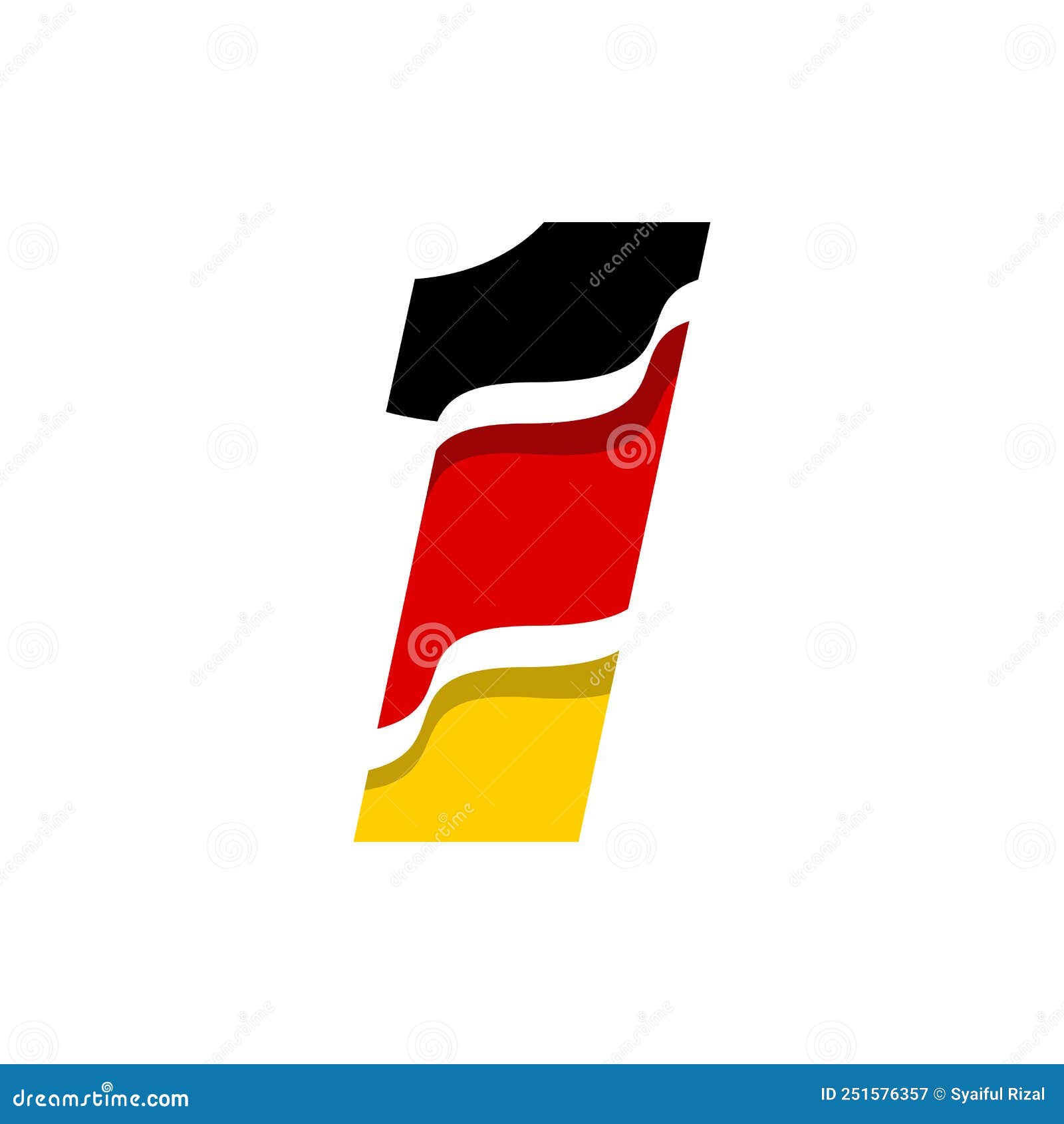 Number 1 with German Flag Colors Stock Illustration - Illustration of ...