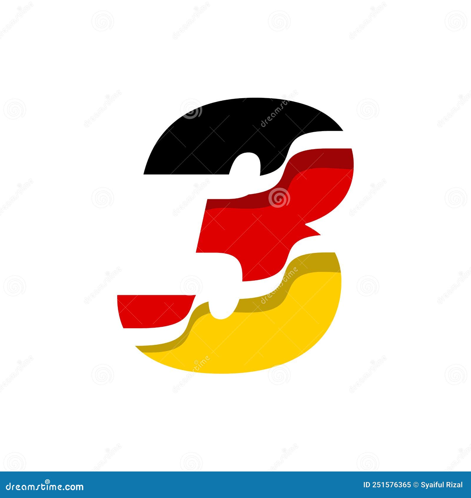 Number 3 with German Flag Colors Stock Illustration - Illustration of ...