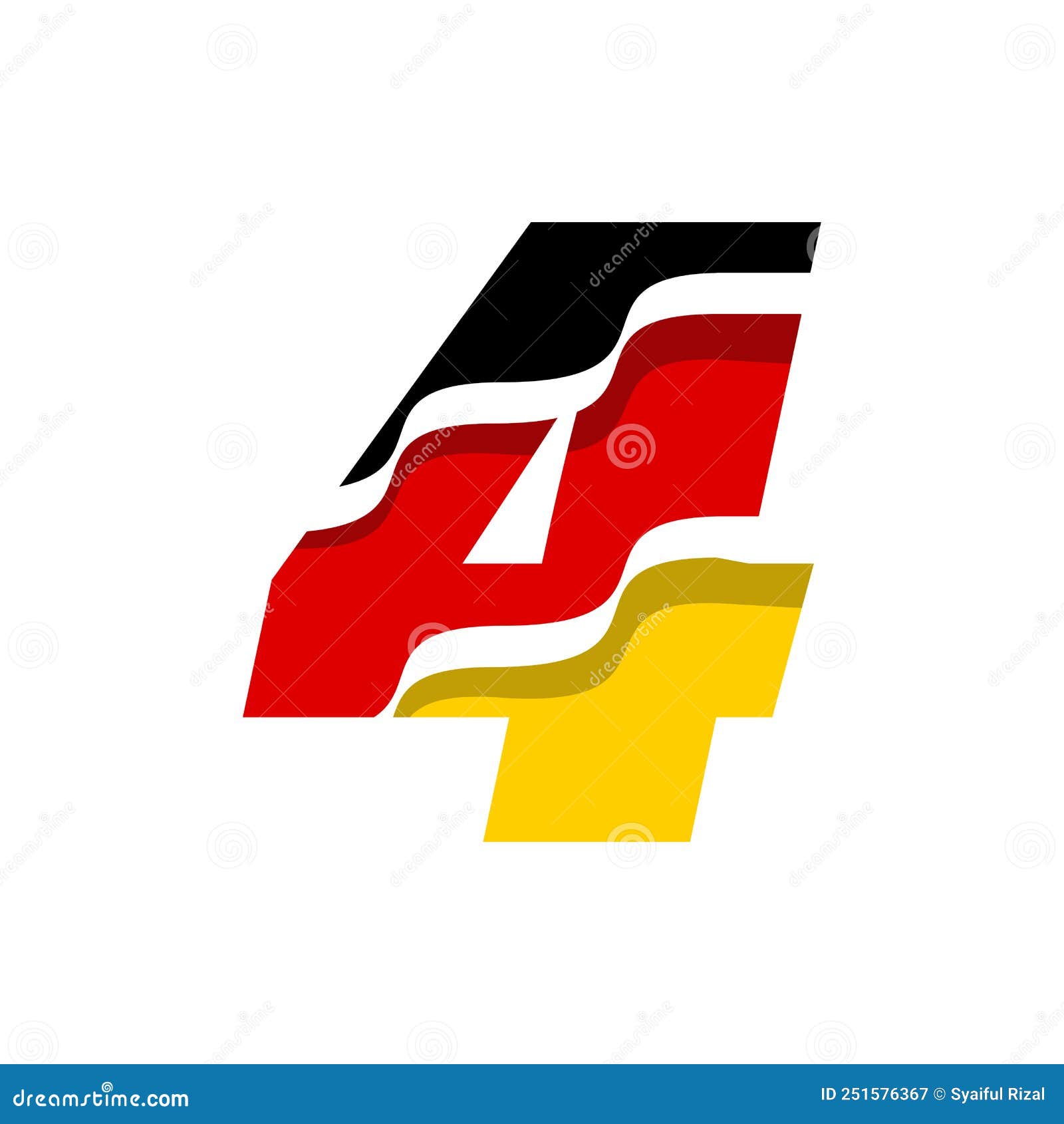 Number 4 with German Flag Colors Stock Illustration - Illustration of ...