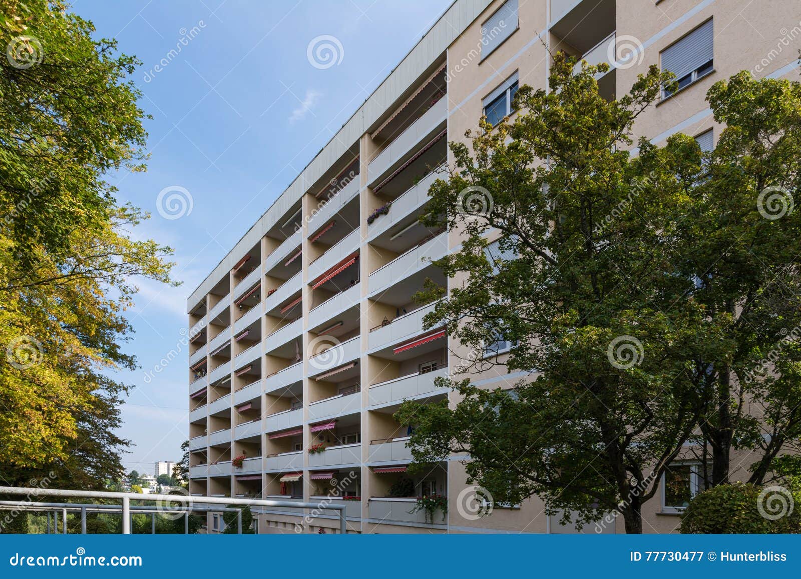 German Architecture Apartment Building Complex Modern Balconies ...