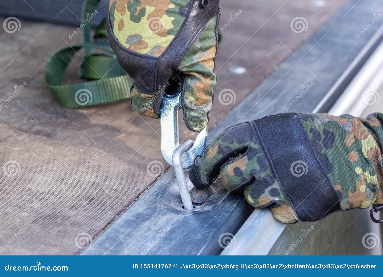 Army Soldier Lashed Cargo with Lashing Material Stock Photo - Image of ...