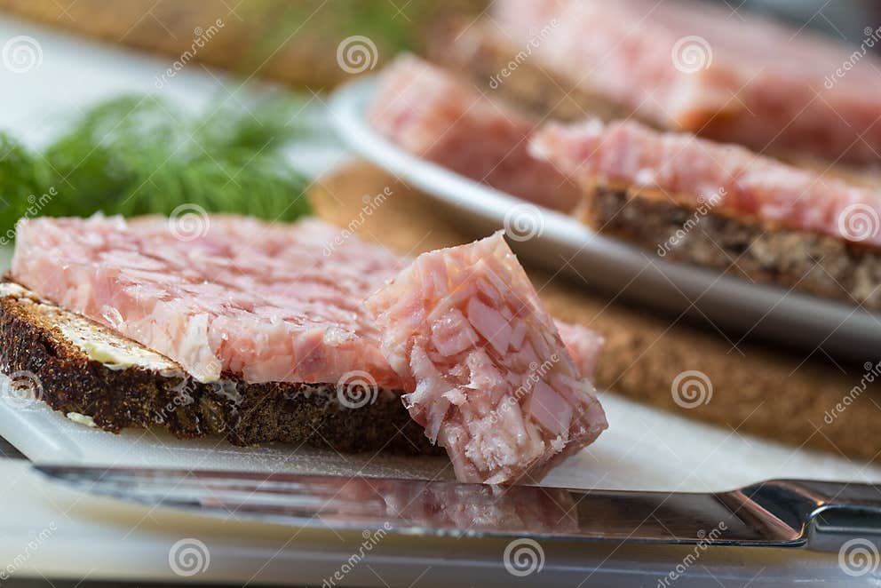 German aspic meat stock image. Image of gourmet, knife - 79423037