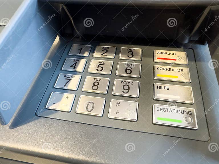 German Atm Keypad with Numbered and Function Keys in Close-up View ...