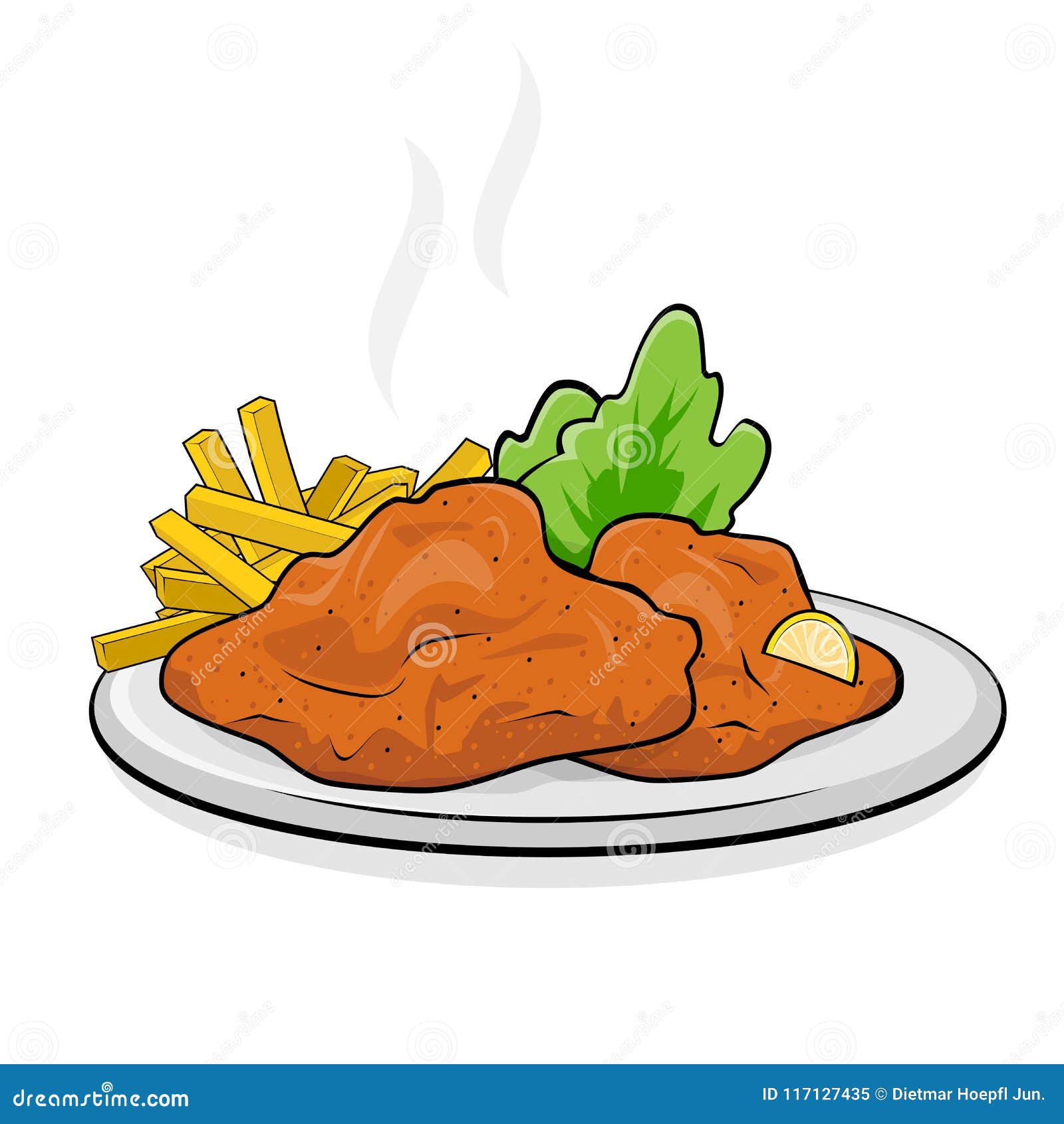 Fried Schnitzel Vintage Food Menu Sign Cartoon Vector | CartoonDealer ...