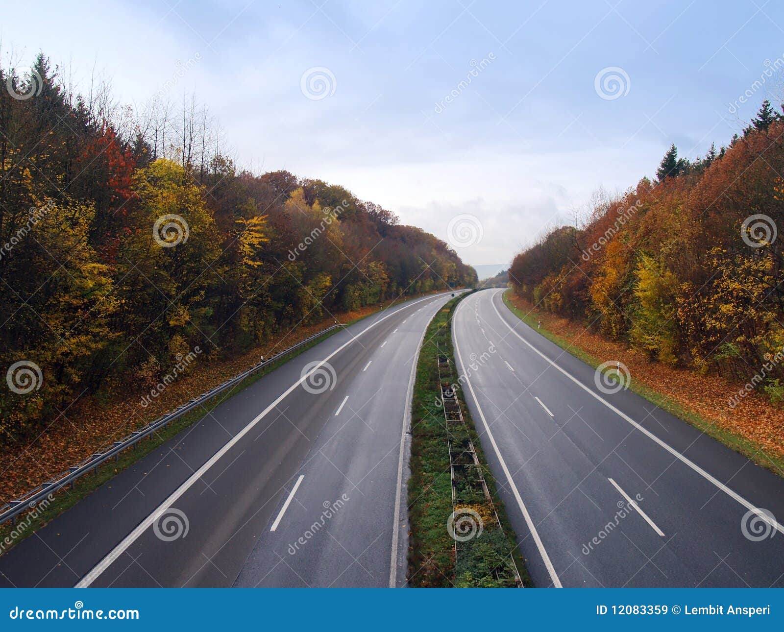German Autobahn in the Autumn Stock Image - Image of perspective ...