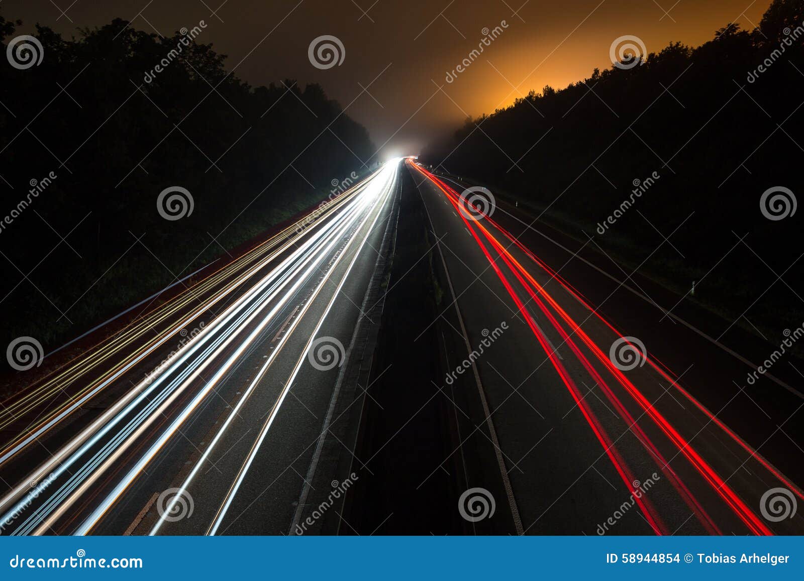 German Autobahn Traffic Lights at Night Stock Photo - Image of night ...