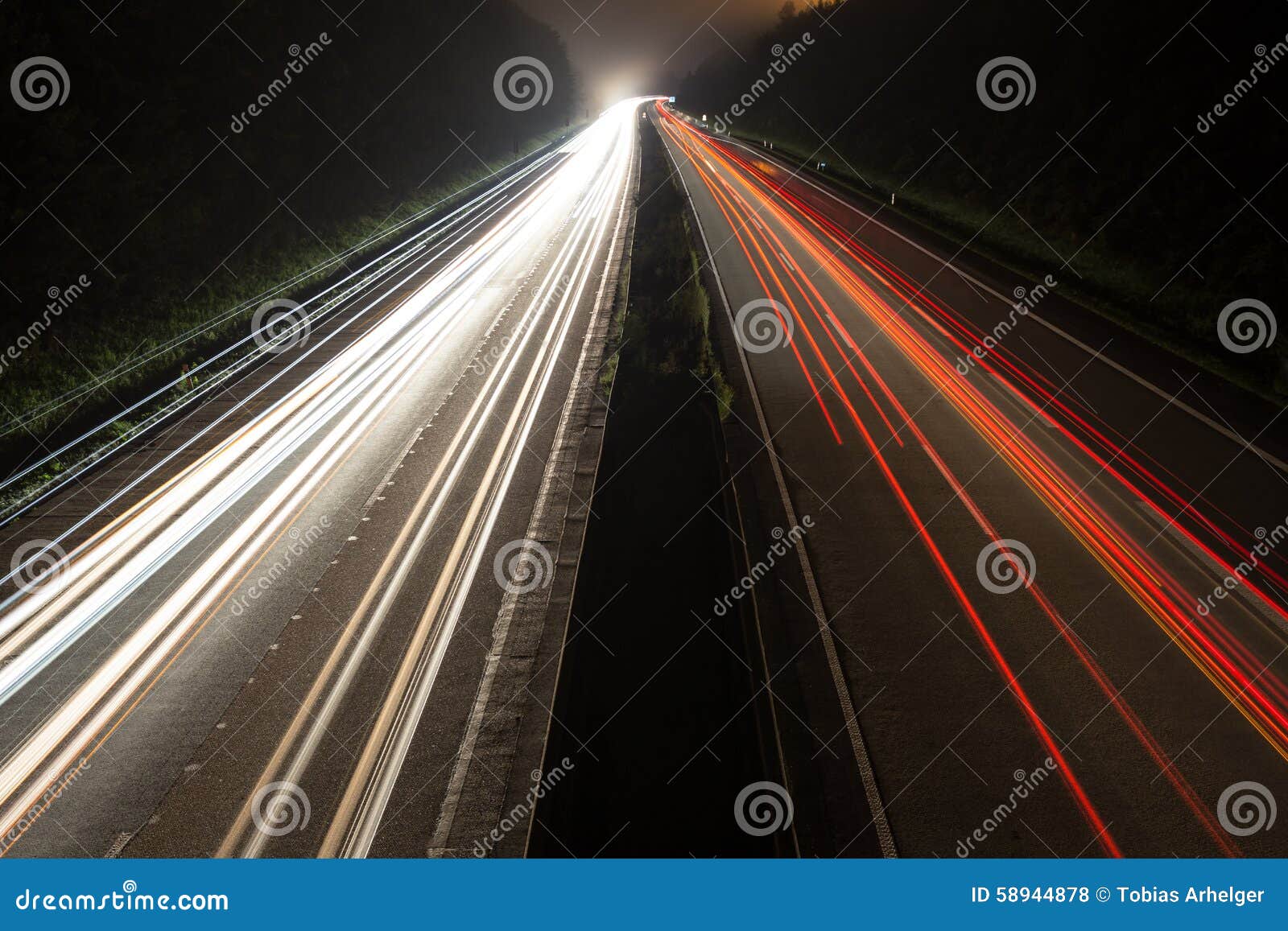 German Autobahn Traffic Lights at Night Stock Photo - Image of abstract ...
