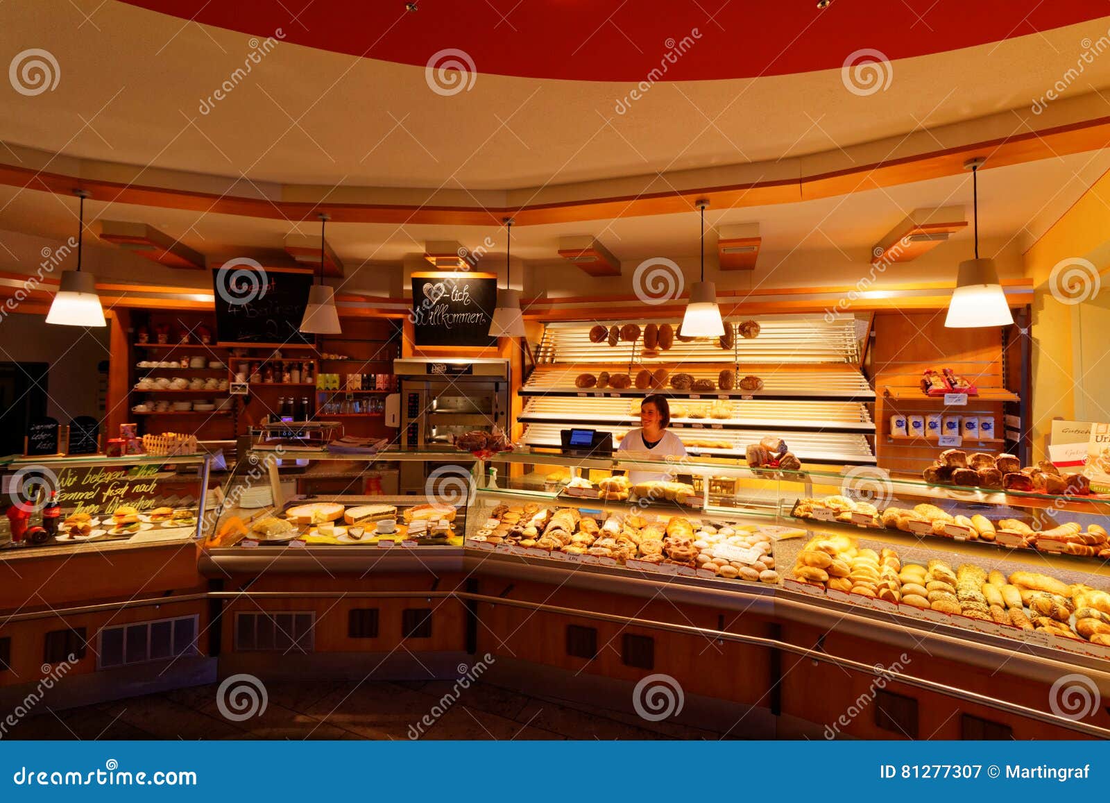 Inside Bakery with Saleswoman Behind Counter Editorial Photography ...