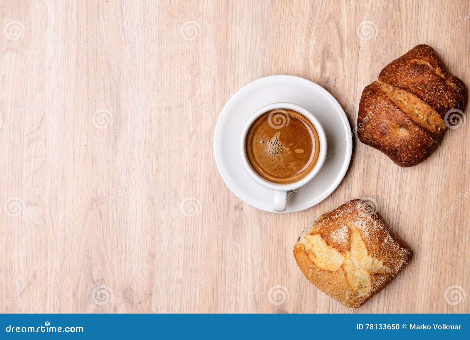 German Baps with Coffee on Wooden Stock Photo - Image of copy, rustic ...