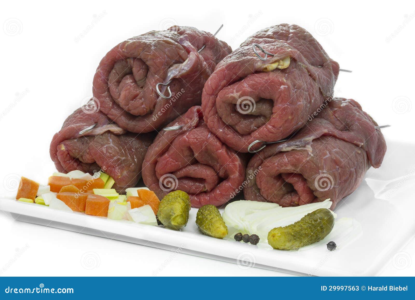German Beef Rolls, Uncooked Stock Image - Image of garnish, isolated ...
