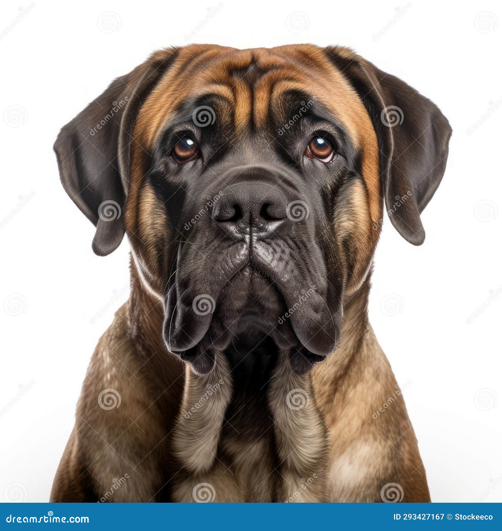 Symmetrical Studio Portrait of a Mastiff with Distinctive Nose Stock ...
