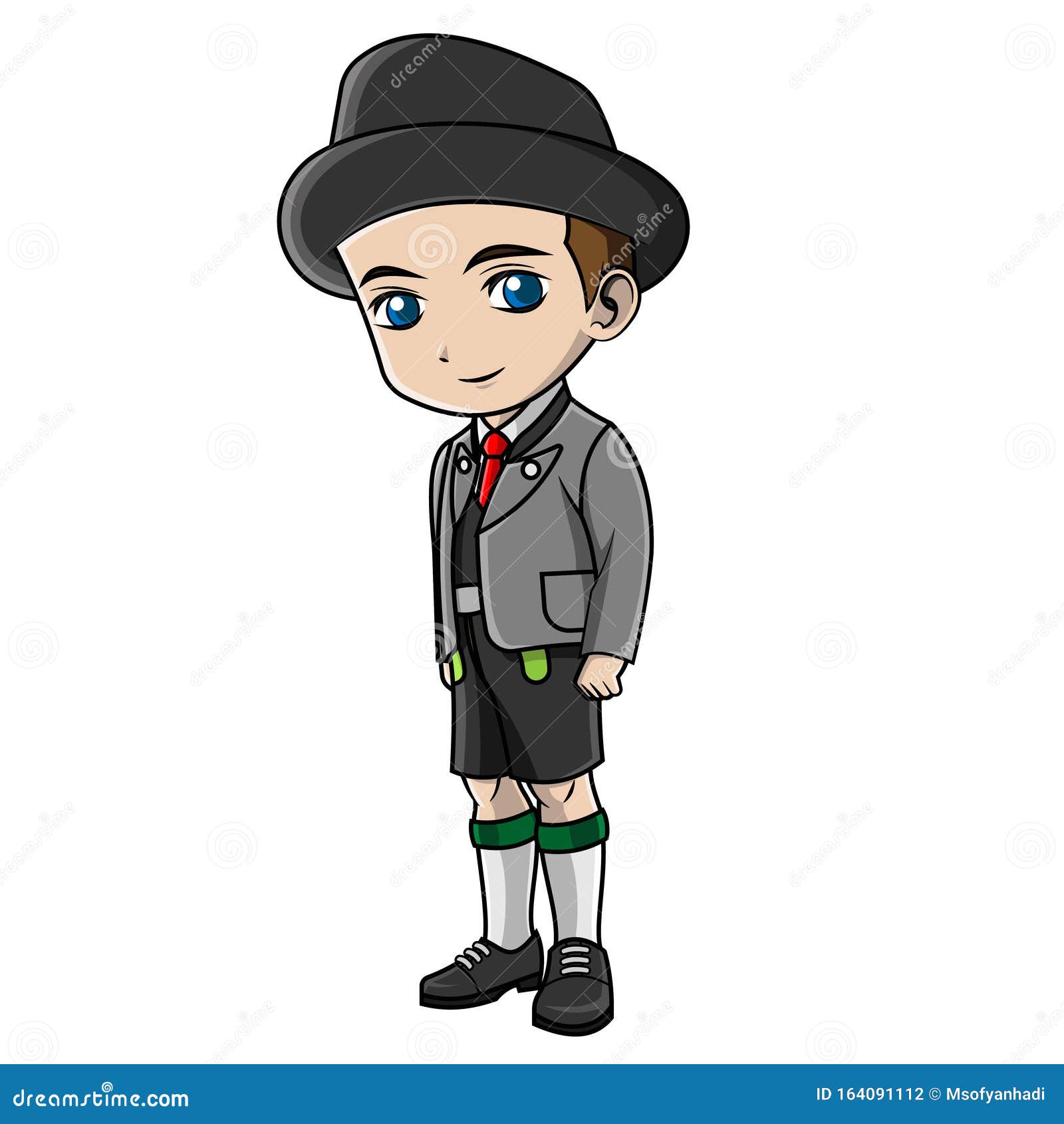 Cartoon Boy Wearing German Costume Vector Illustration | CartoonDealer ...