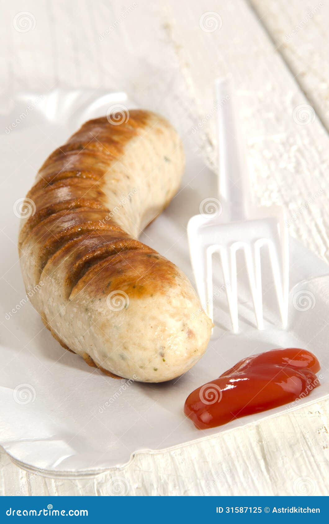 German Bratwurst with Ketchup Stock Image - Image of tasty, plate: 31587125