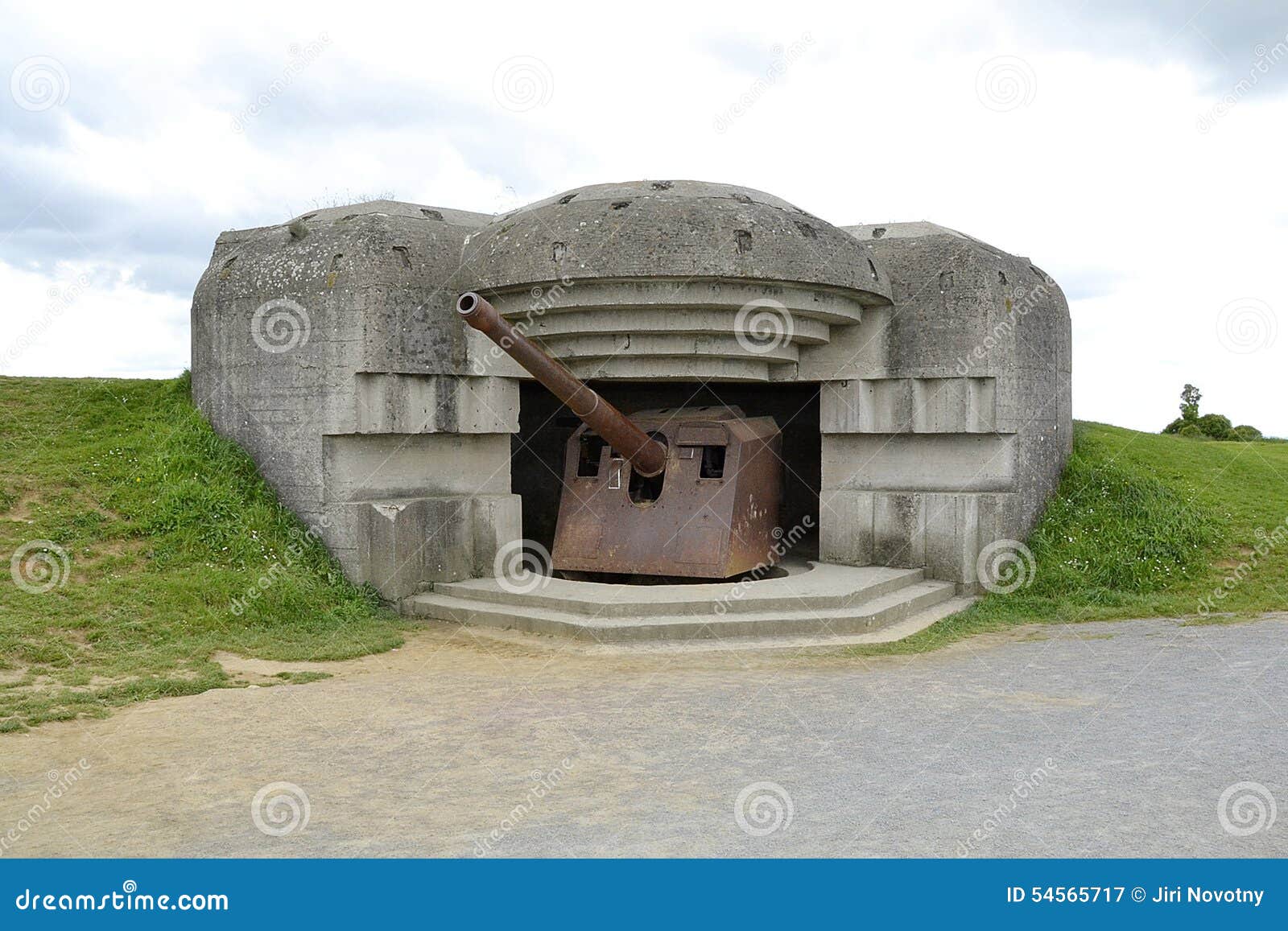 Gun Emplacement At Omaha Beach. Bomb Shelter With German Long-range ...