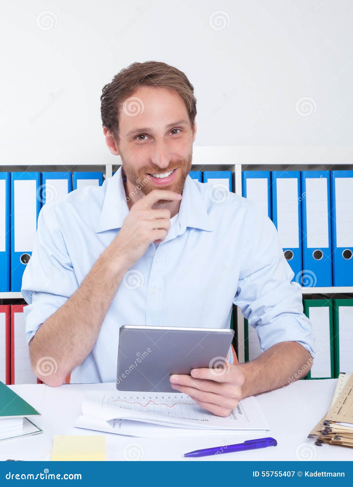 German Businessman with Tablet Computer at Office Stock Image - Image ...