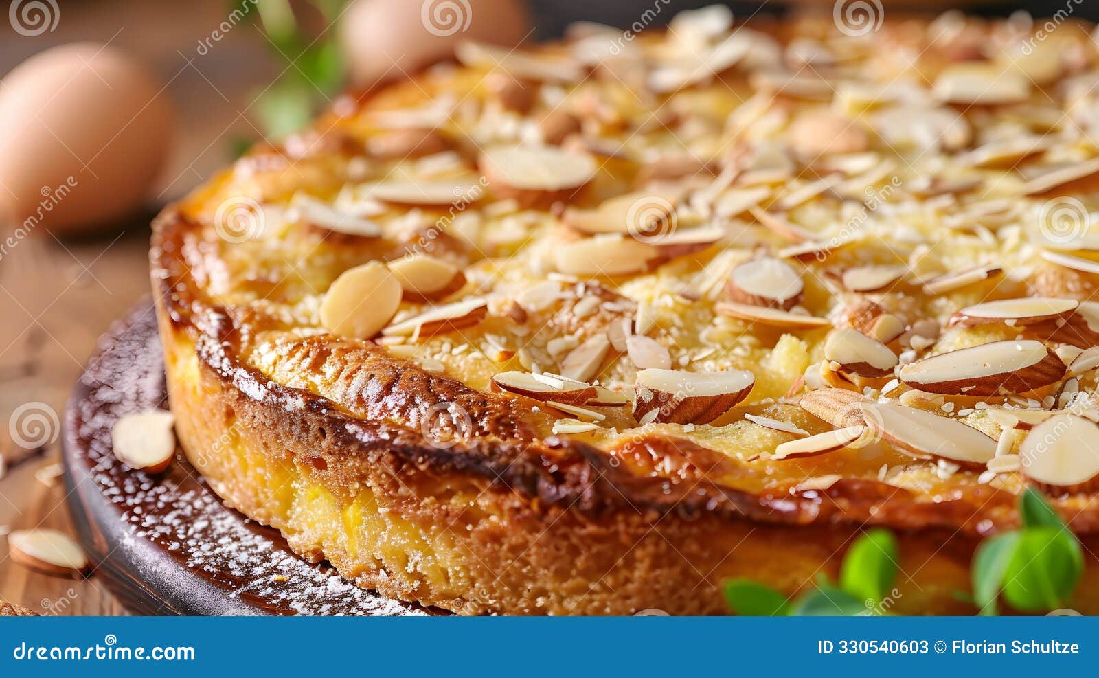 German Butter Cake Topped with Almond Stock Illustration - Illustration ...