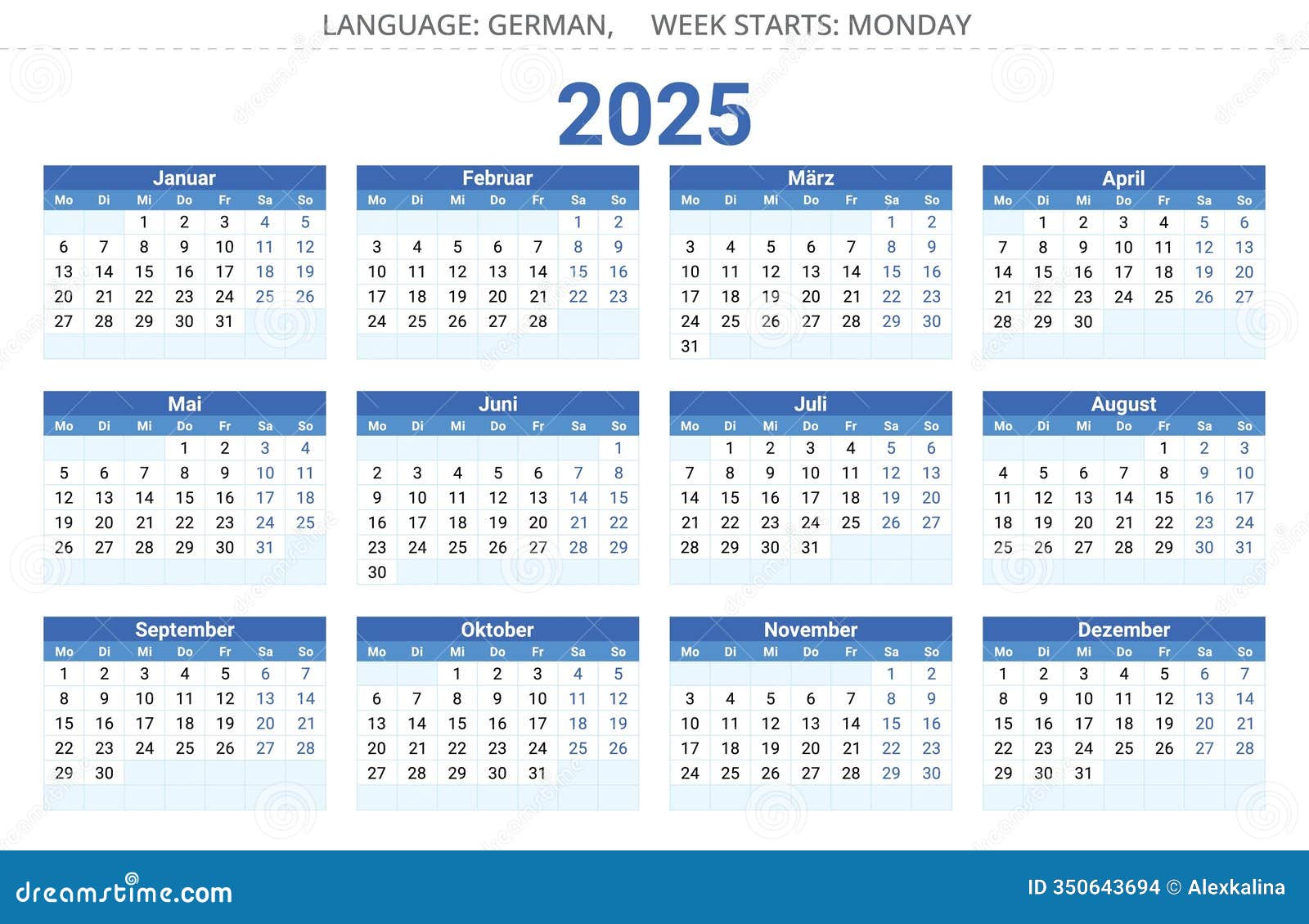 German Calendar 2025: Plan Year with Vector Illustrations of Germany ...