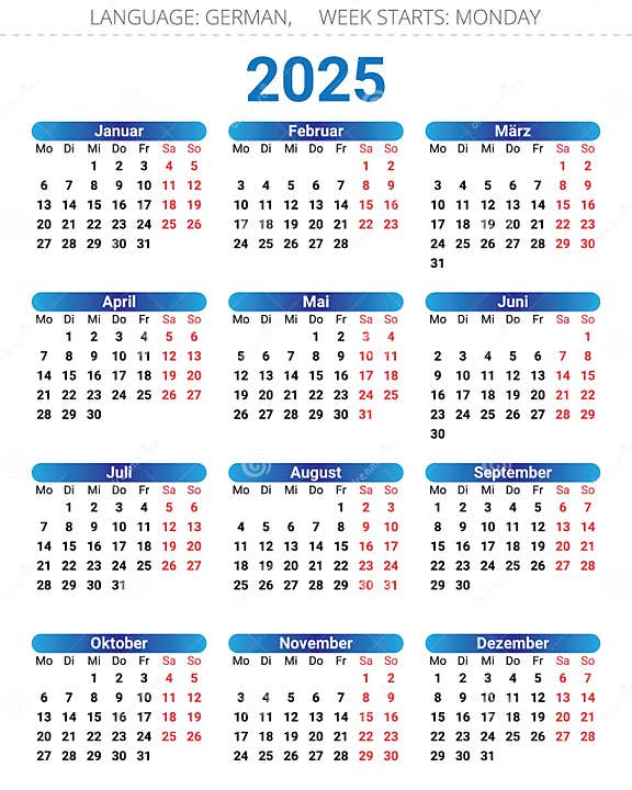German Calendar 2025: Yearly Planner with Vector Illustrations Germany ...