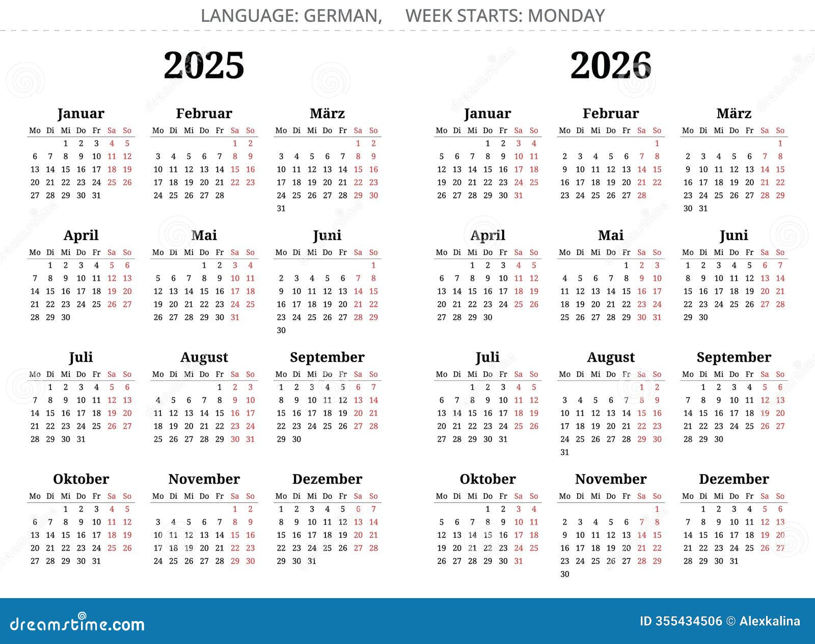 2025 2026 2027 Calendar Template, Handwritten Months Names Vector Set ...