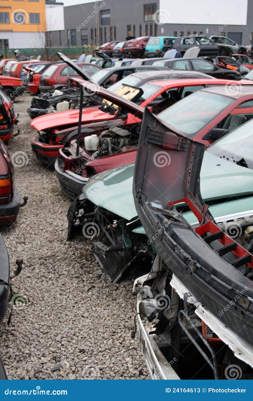German car scrap yard with stock image. Image of damaged - 24164613