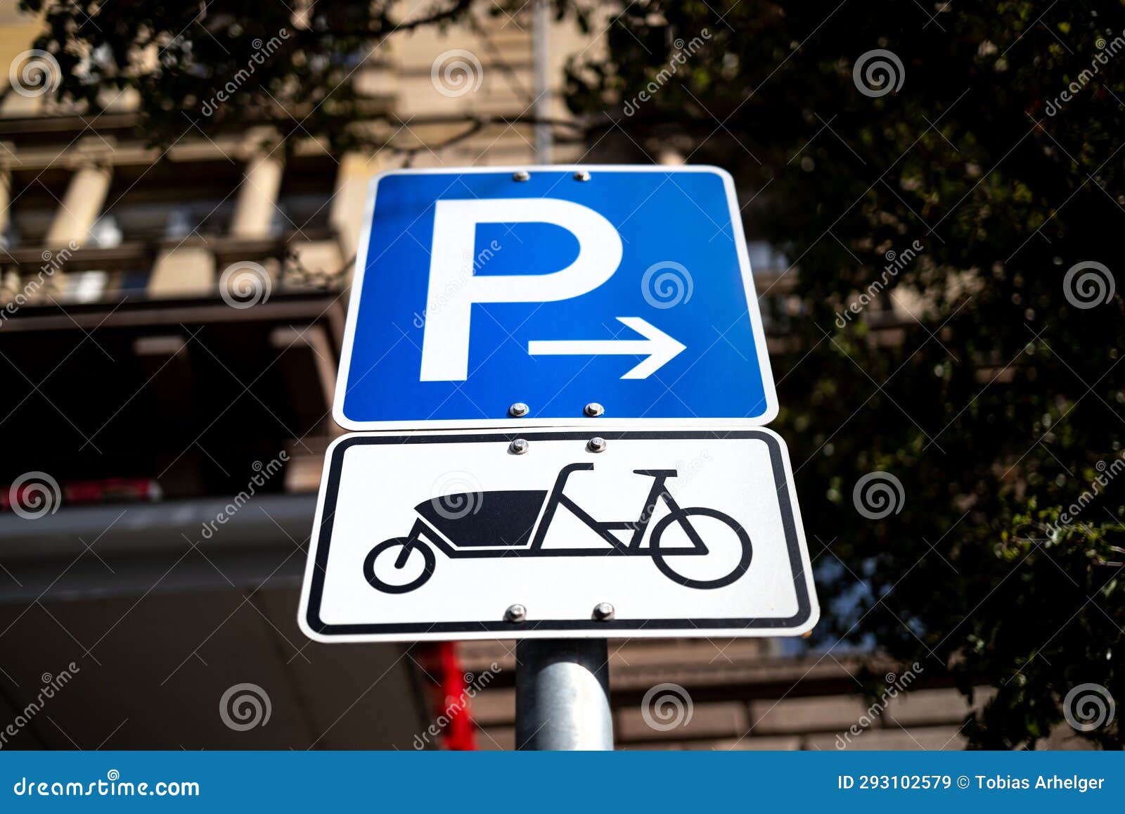 German Cargo Bike Parking Sign Stock Image - Image of electric, blue ...